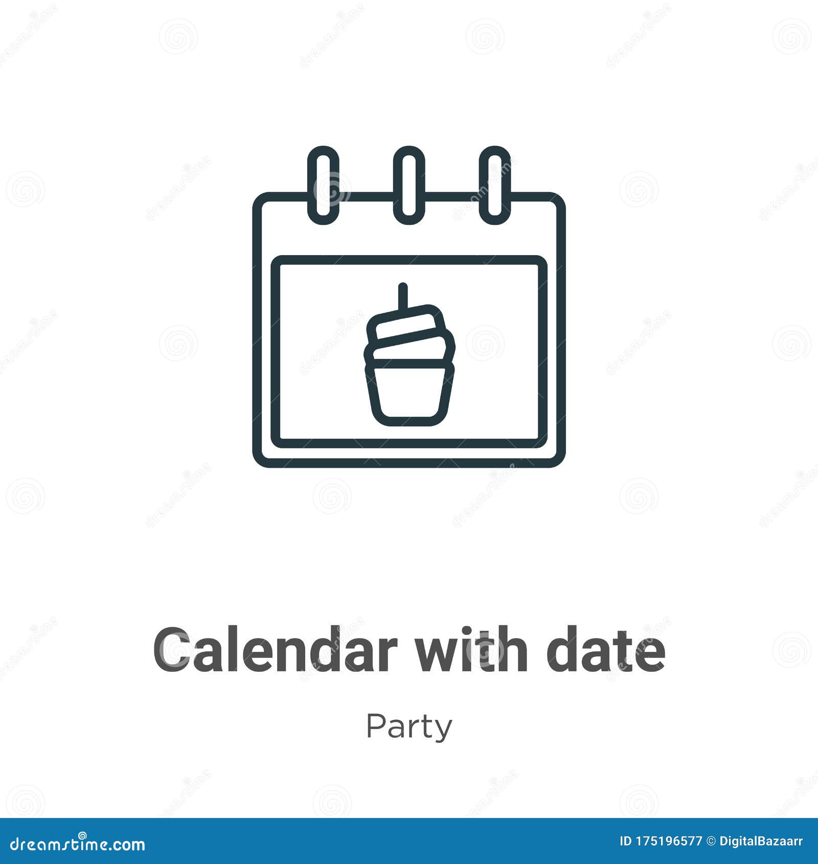 Calendar with Date Outline Vector Icon. Thin Line Black Calendar with ...