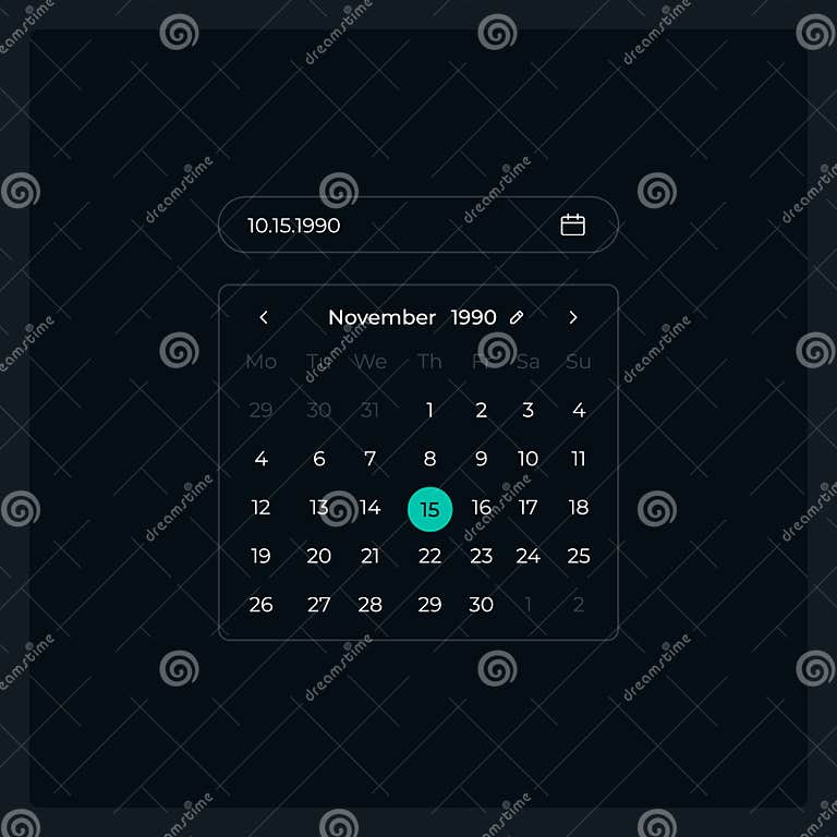 Calendar Date Picker UI Element Template Stock Vector - Illustration of ...