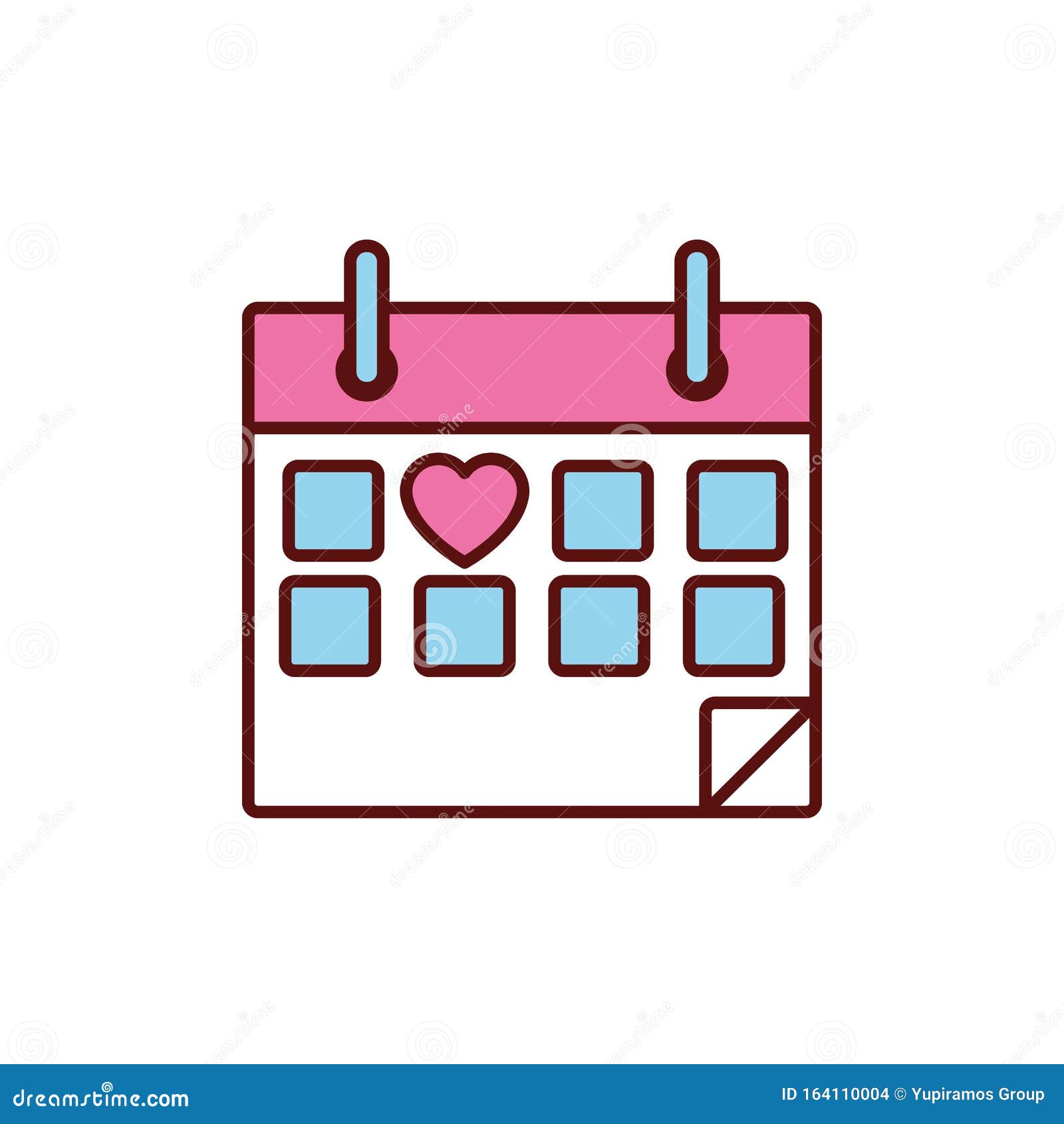 Calendar Date Romantic Passion Love Flat Line Stock Vector ...