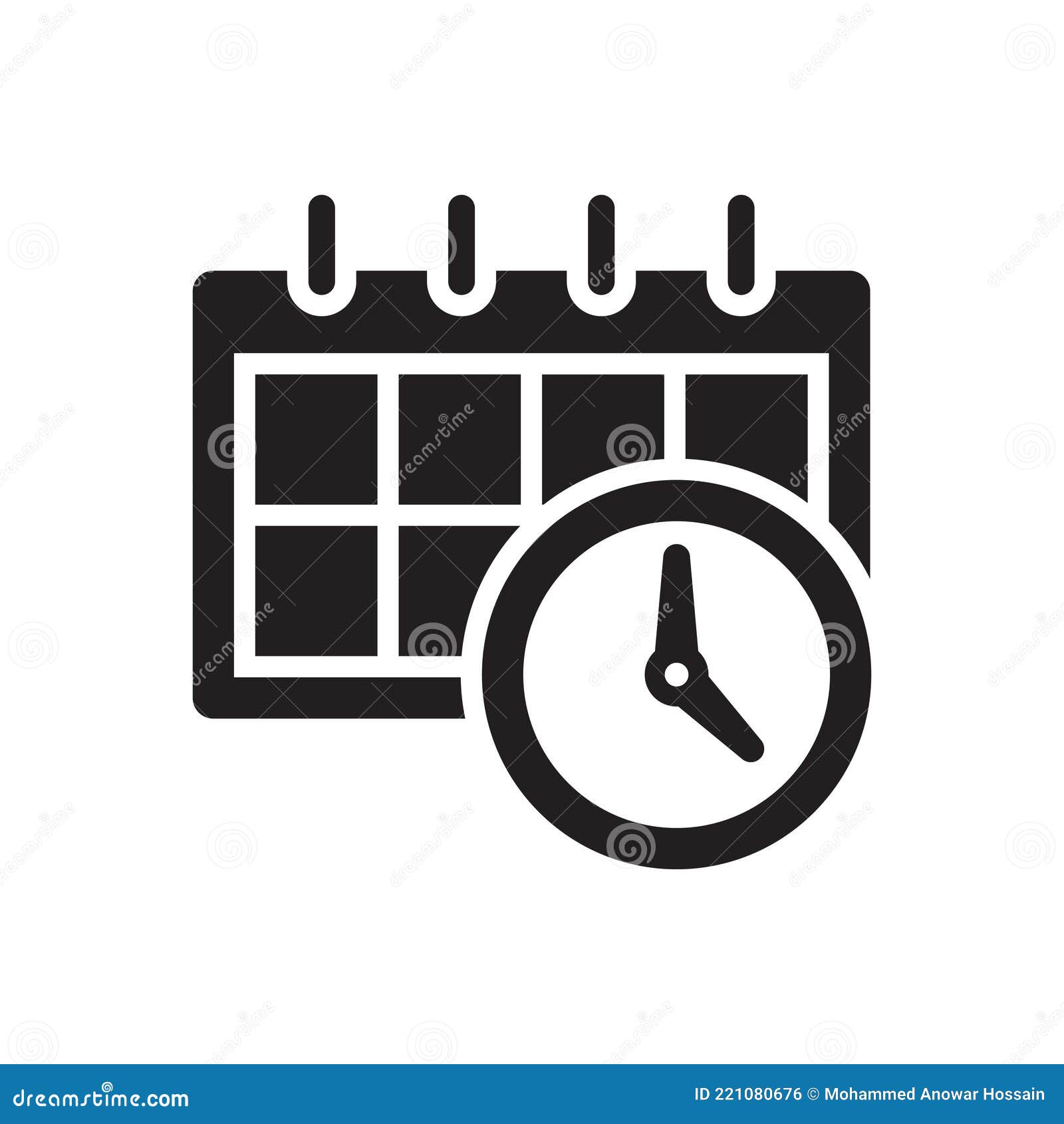 Calendar Date Time Icon stock vector. Illustration of clock - 221080676