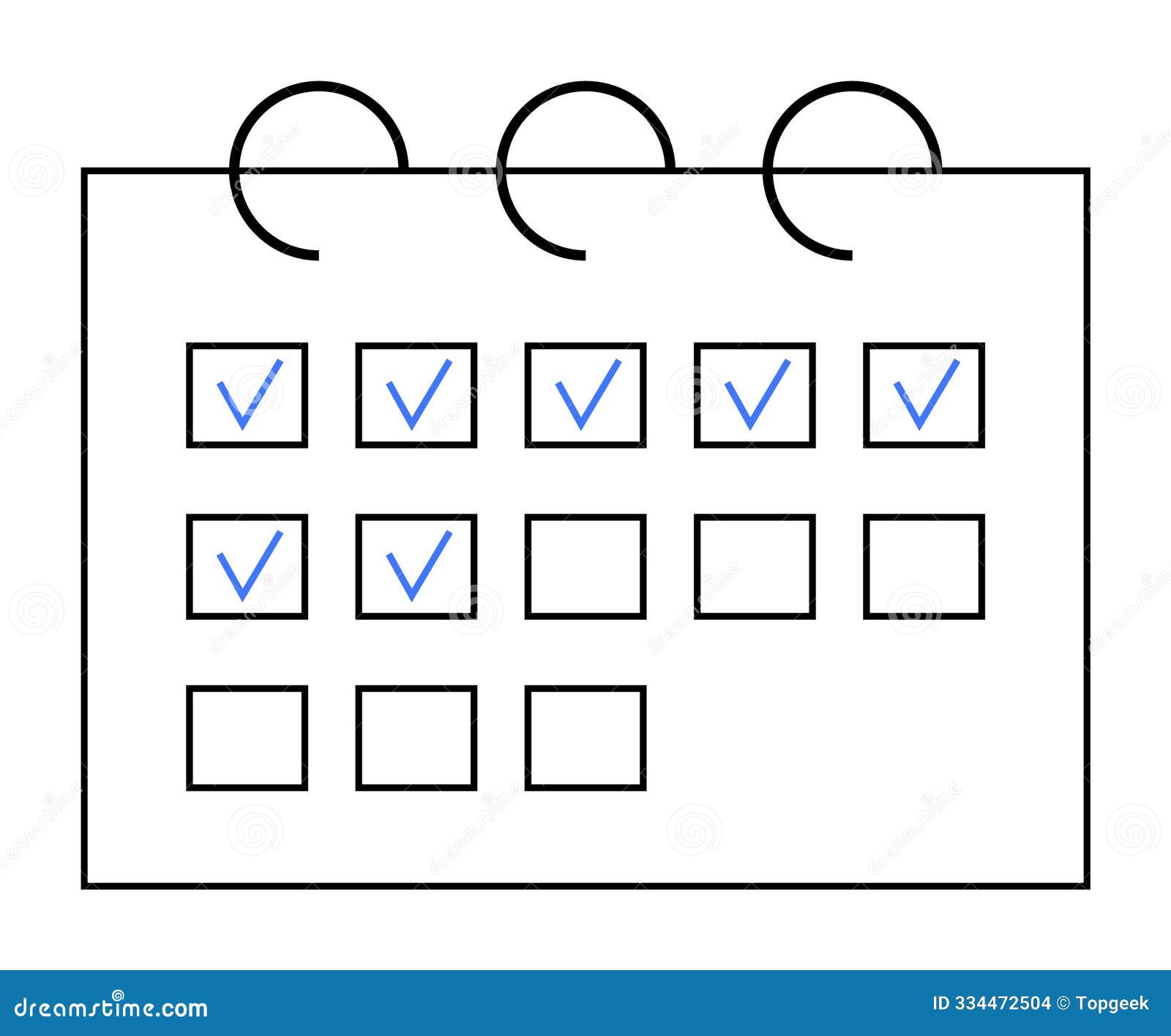 Calendar with Dates Marked by Checkmarks Indicating Completion of Tasks ...