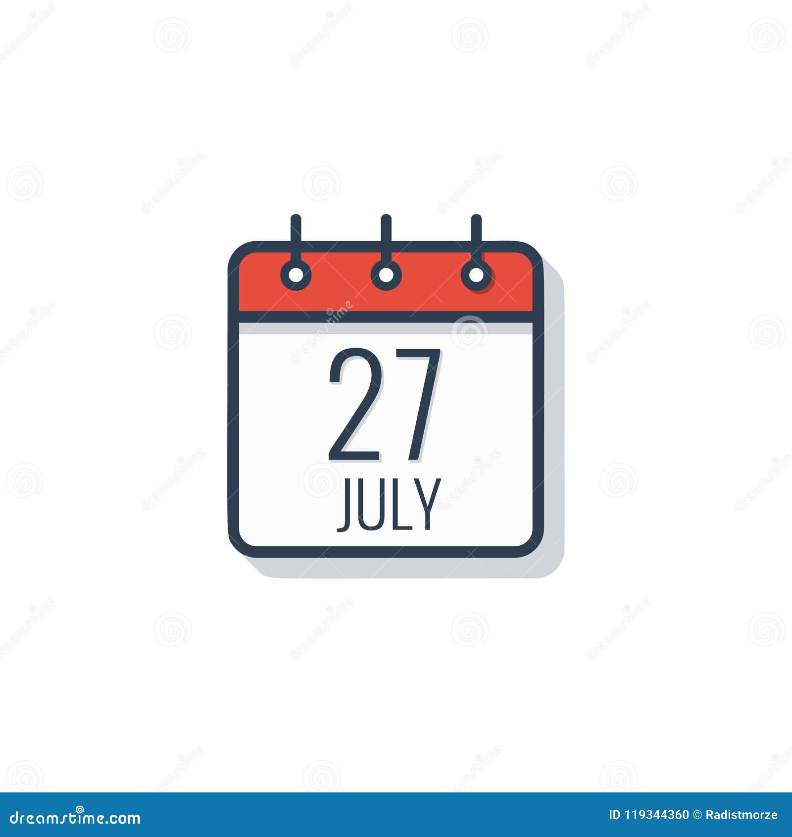 Calendar Day Icon Isolated on White Background. July 27. Stock ...