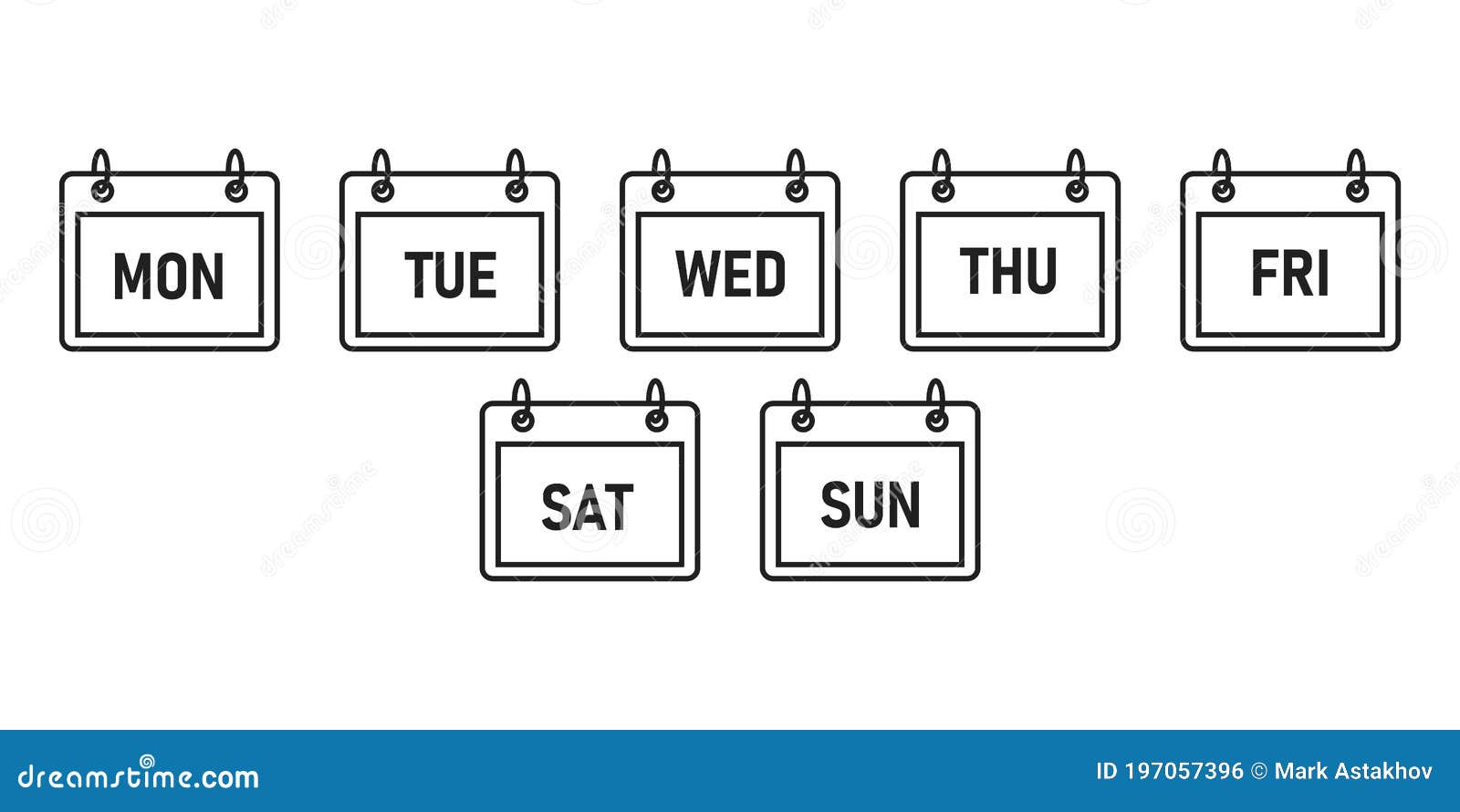 Calendar Days Icon, Vector Isolated Week Days Sign Symbol Stock Vector ...