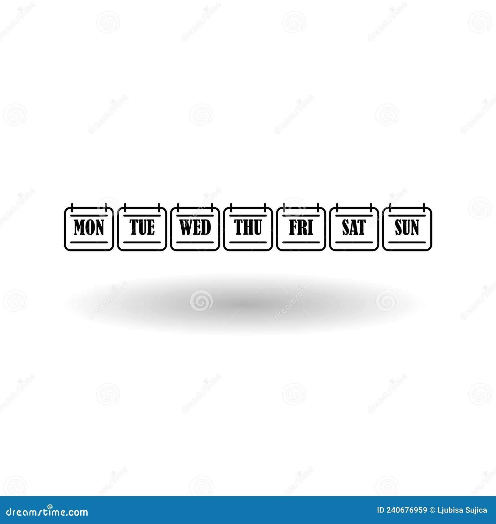 Calendar , Days of the Week Icon with Shadow Stock Vector ...