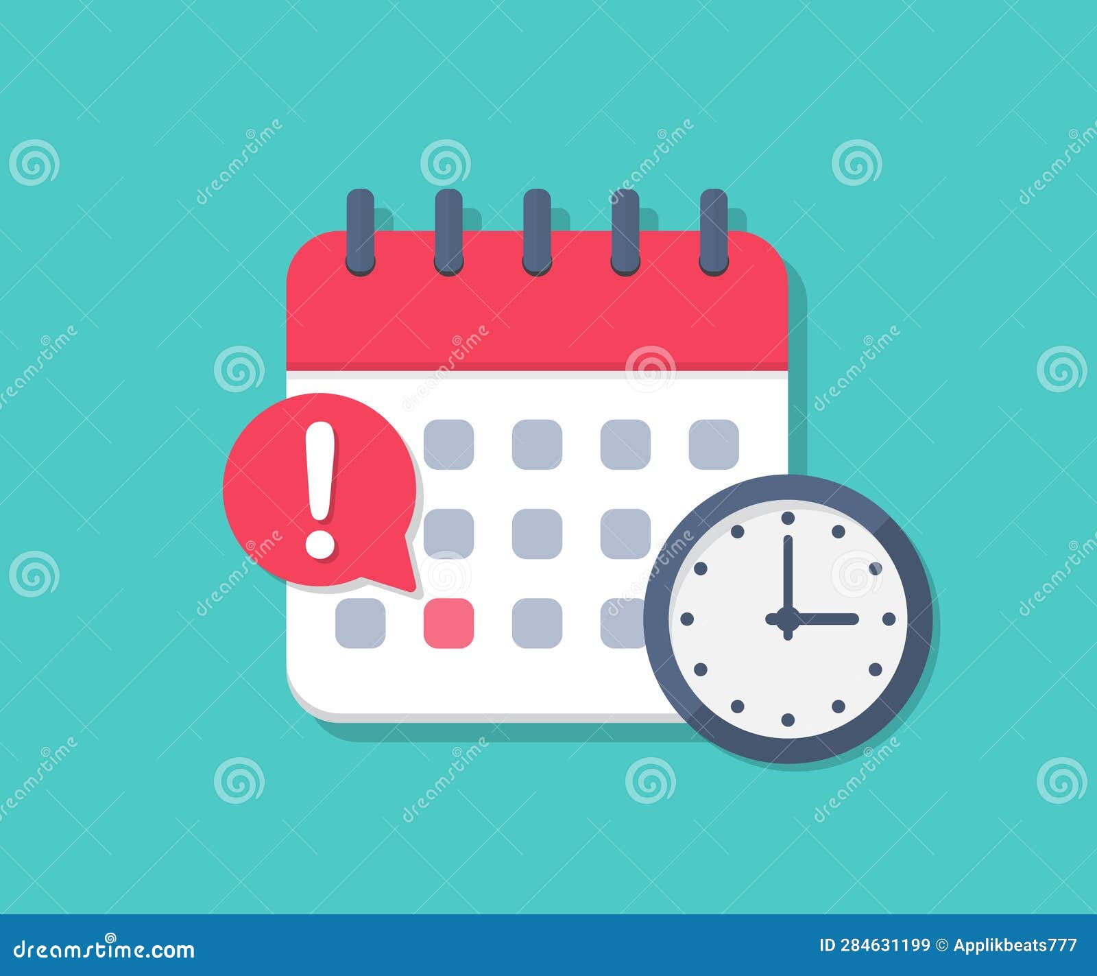 Calendar Deadline with Clock in a Flat Design Stock Vector ...