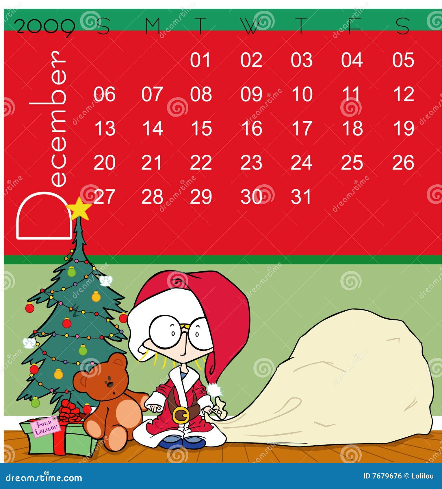 Calendar - december 2009 stock vector. Illustration of children - 7679676