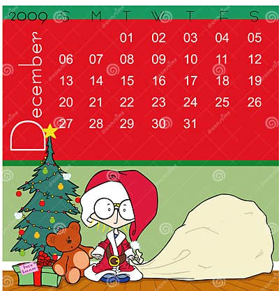 Calendar - december 2009 stock vector. Illustration of children - 7679676