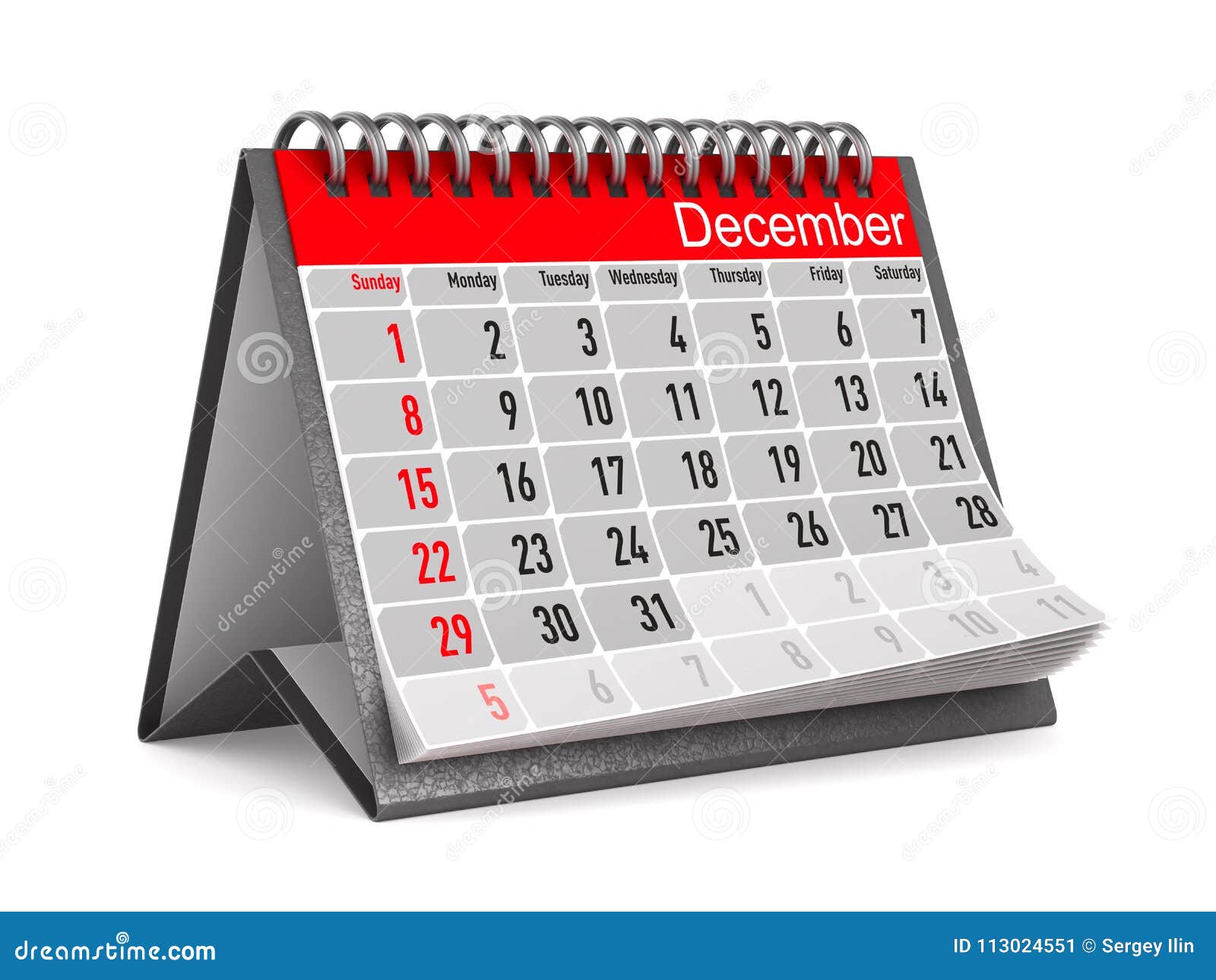 Calendar for December. Isolated 3D Illustration Stock Illustration ...