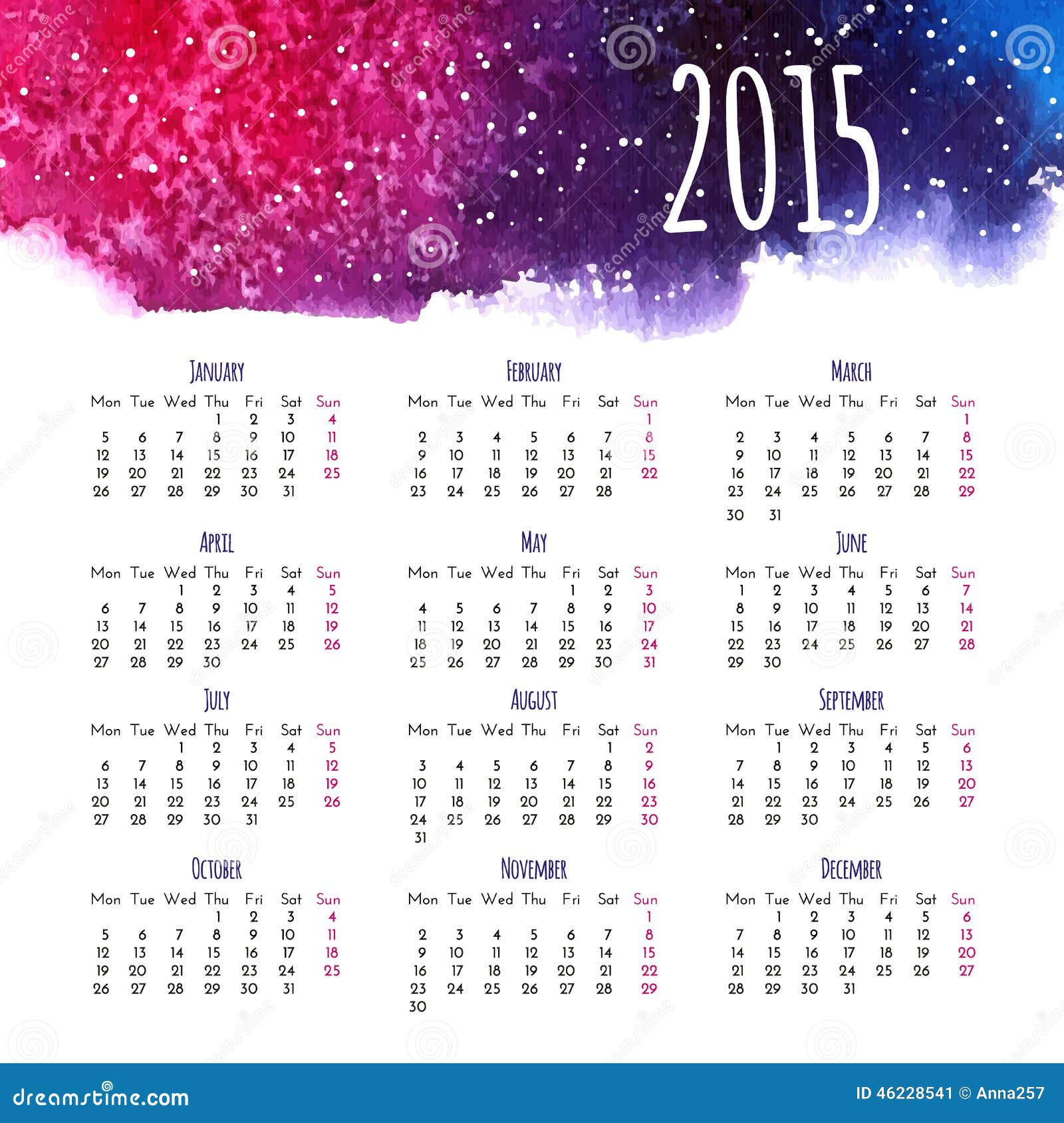 Calendar 2015 Design Template Stock Vector - Illustration of diary ...