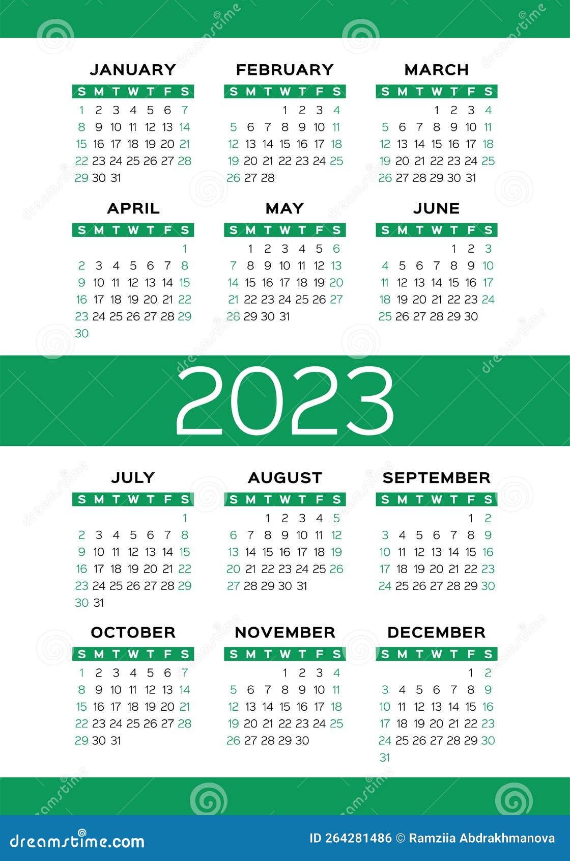 Calendar Design 2023 Year. English Vertical Vector Wall or Pocket ...