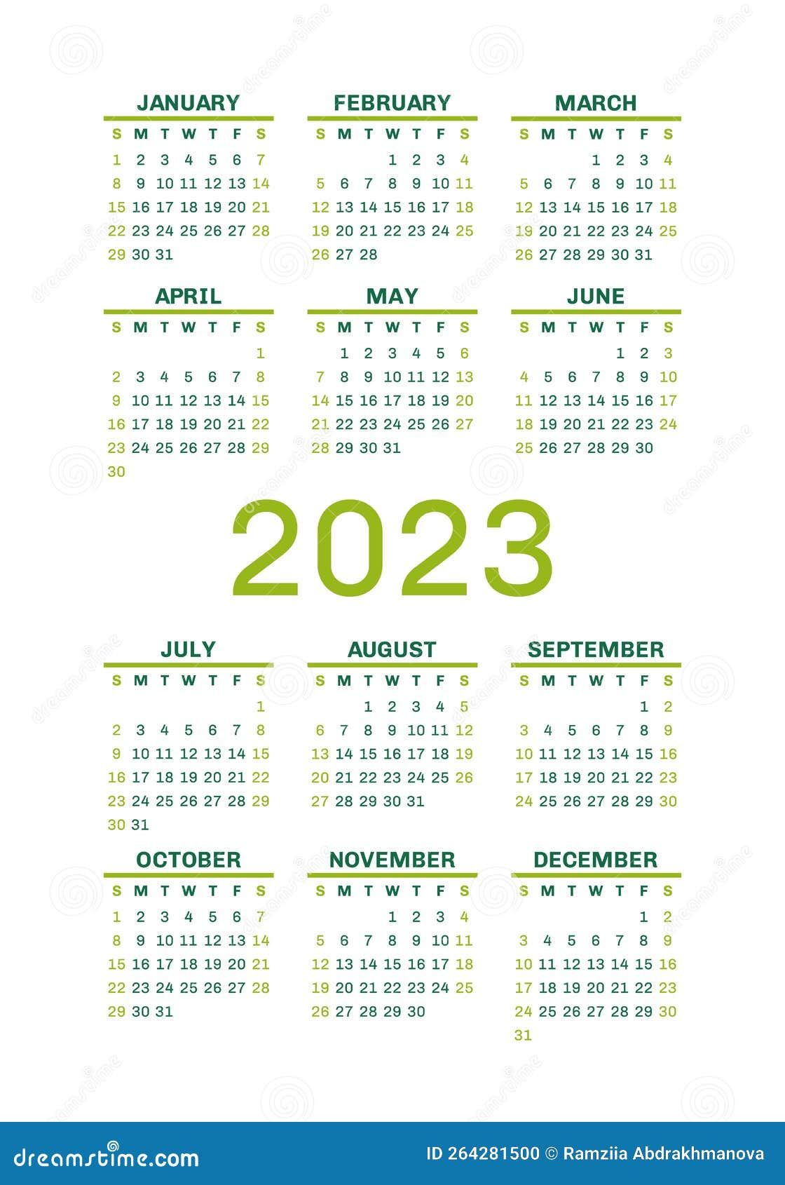 Calendar Design 2023 Year. English Vertical Vector Wall or Pocket ...