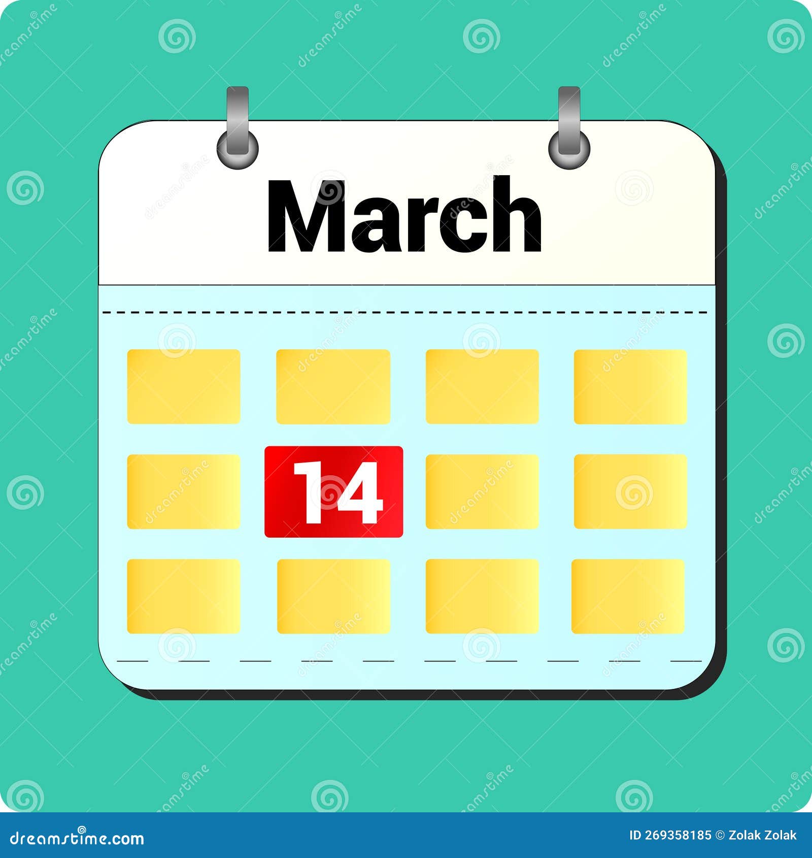 Calendar Drawing, Date March 14 on the Page Stock Illustration ...