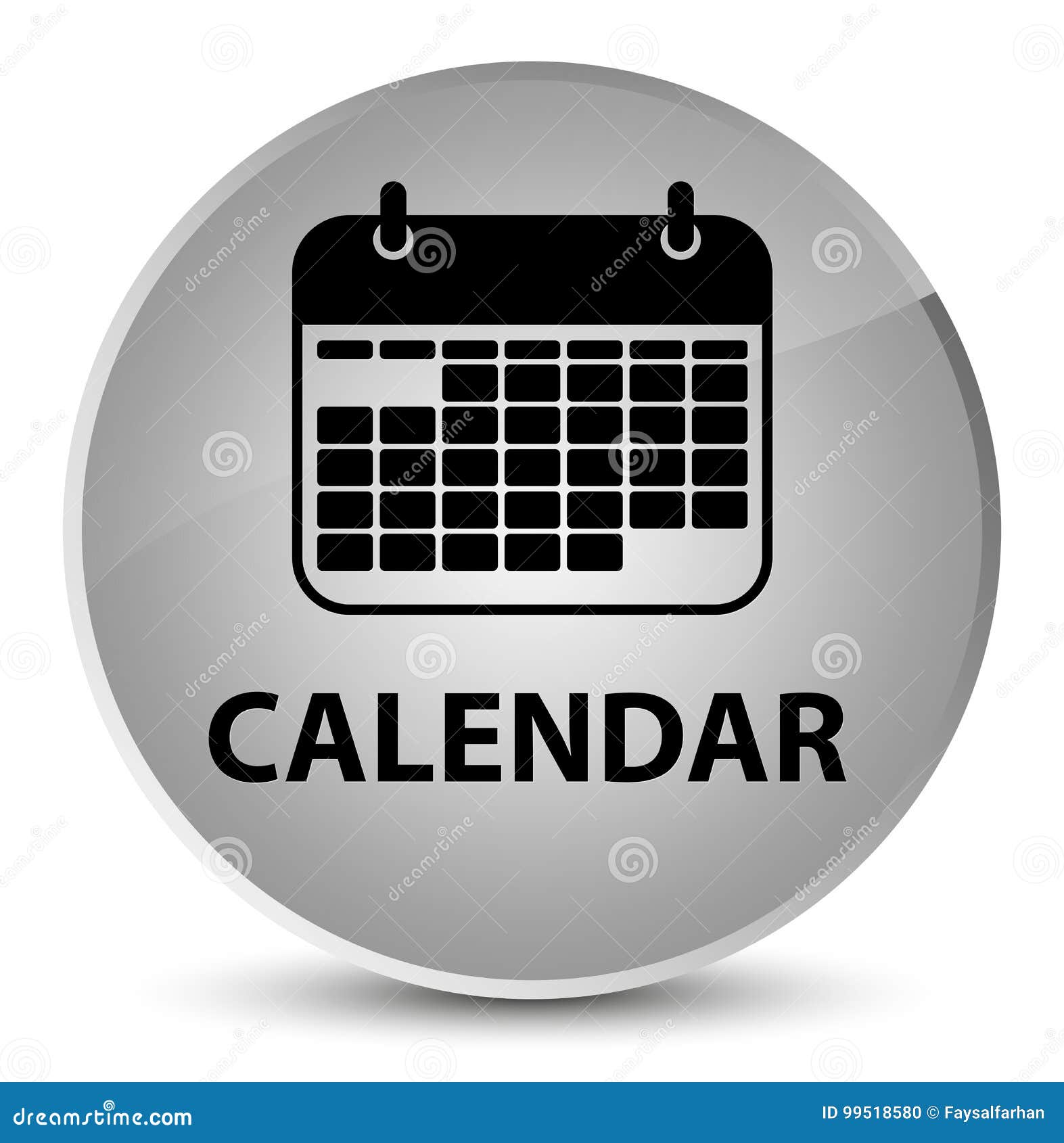 Calendar Elegant White Round Button Stock Illustration - Illustration ...