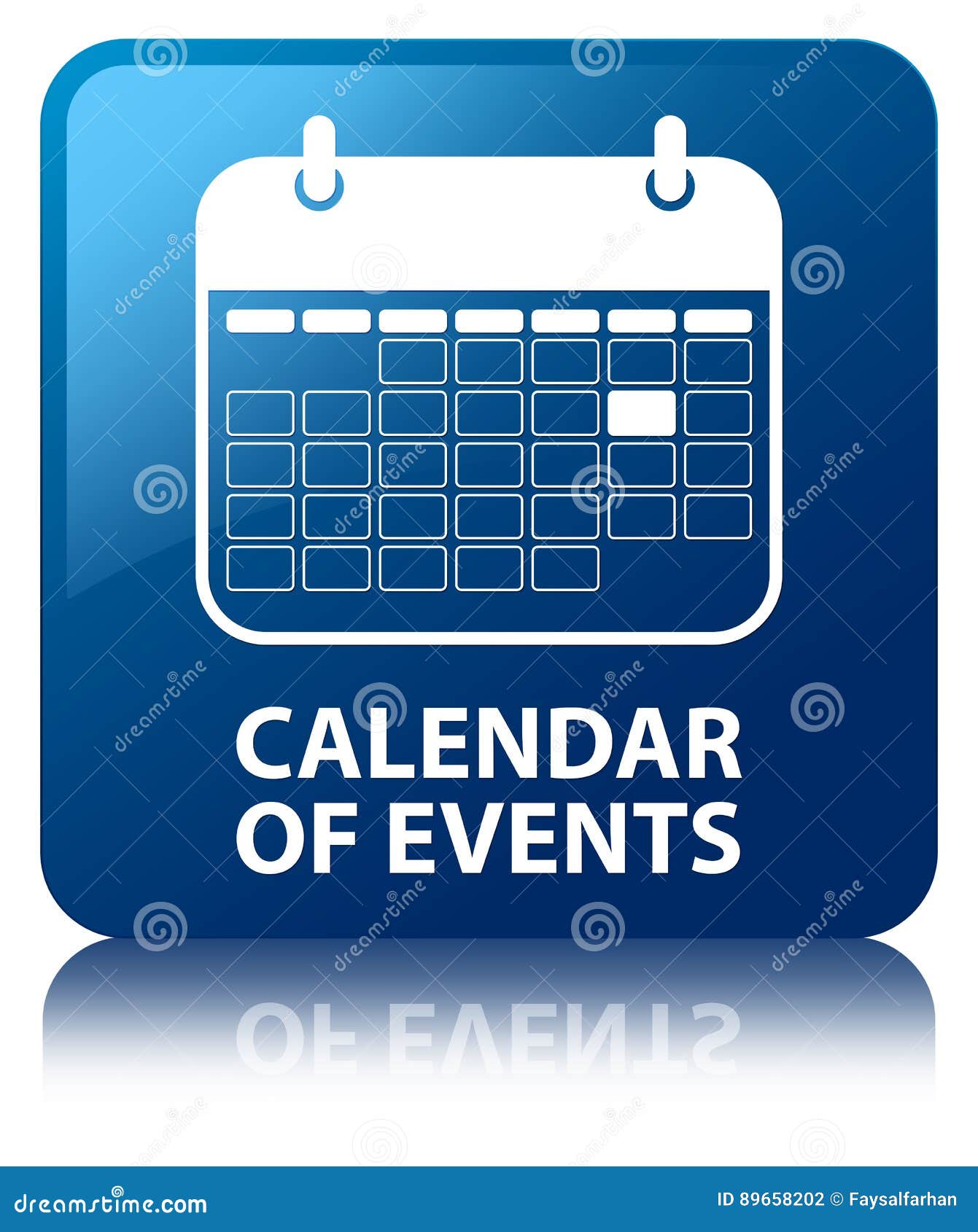 Calendar of Events Blue Square Button Stock Illustration - Illustration ...