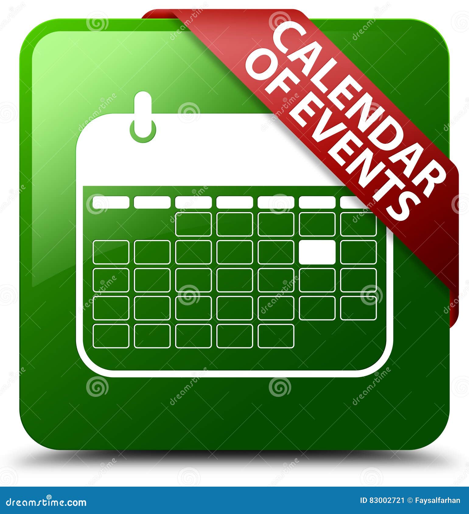 Calendar of Events Green Square Button Stock Illustration ...