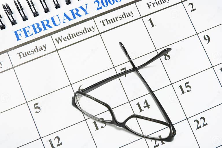 Calendar and Eyeglasses stock image. Image of dates, agenda - 9765437