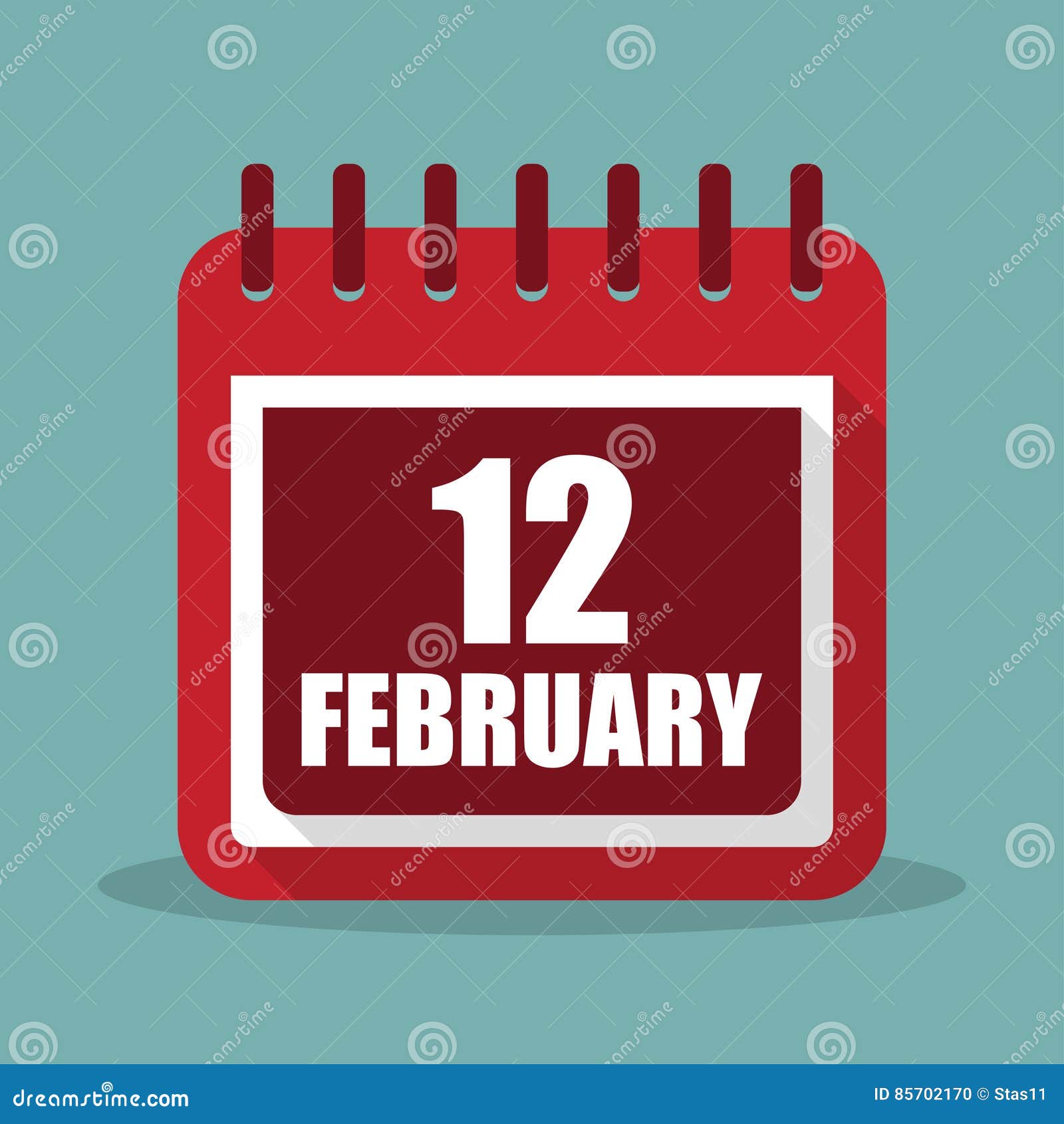 Calendar with 12 February in a Flat Design. Vector Illustration Stock ...