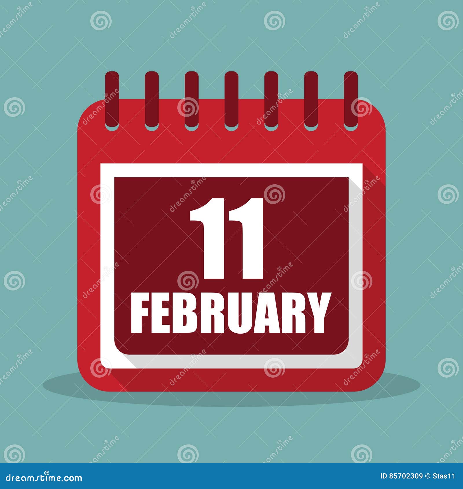 Calendar with 11 February in a Flat Design. Vector Illustration Stock ...