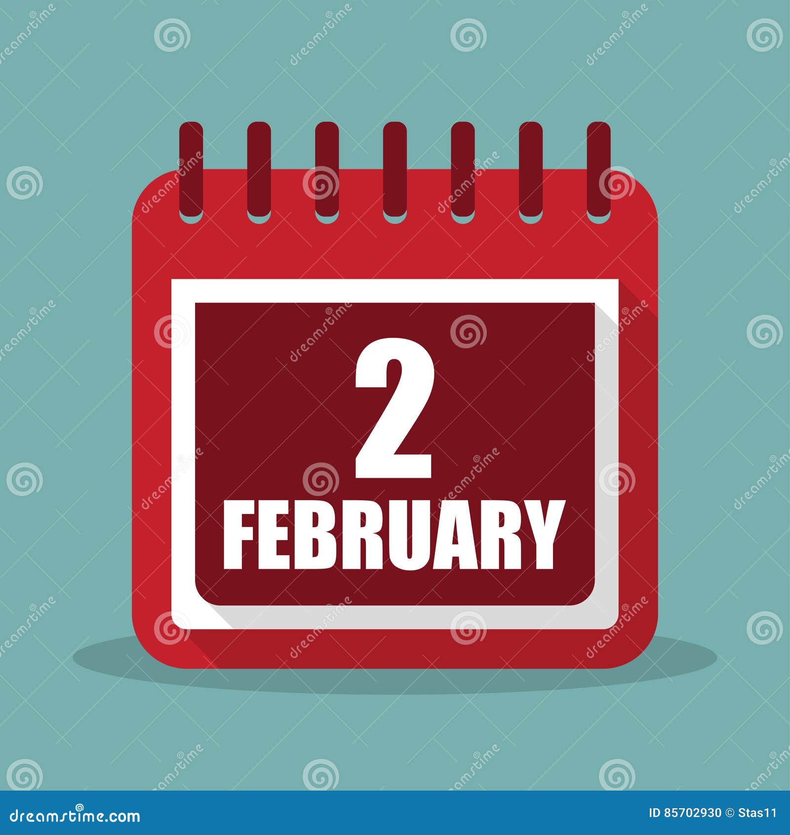 Calendar with 2 February in a Flat Design. Vector Illustration Stock ...