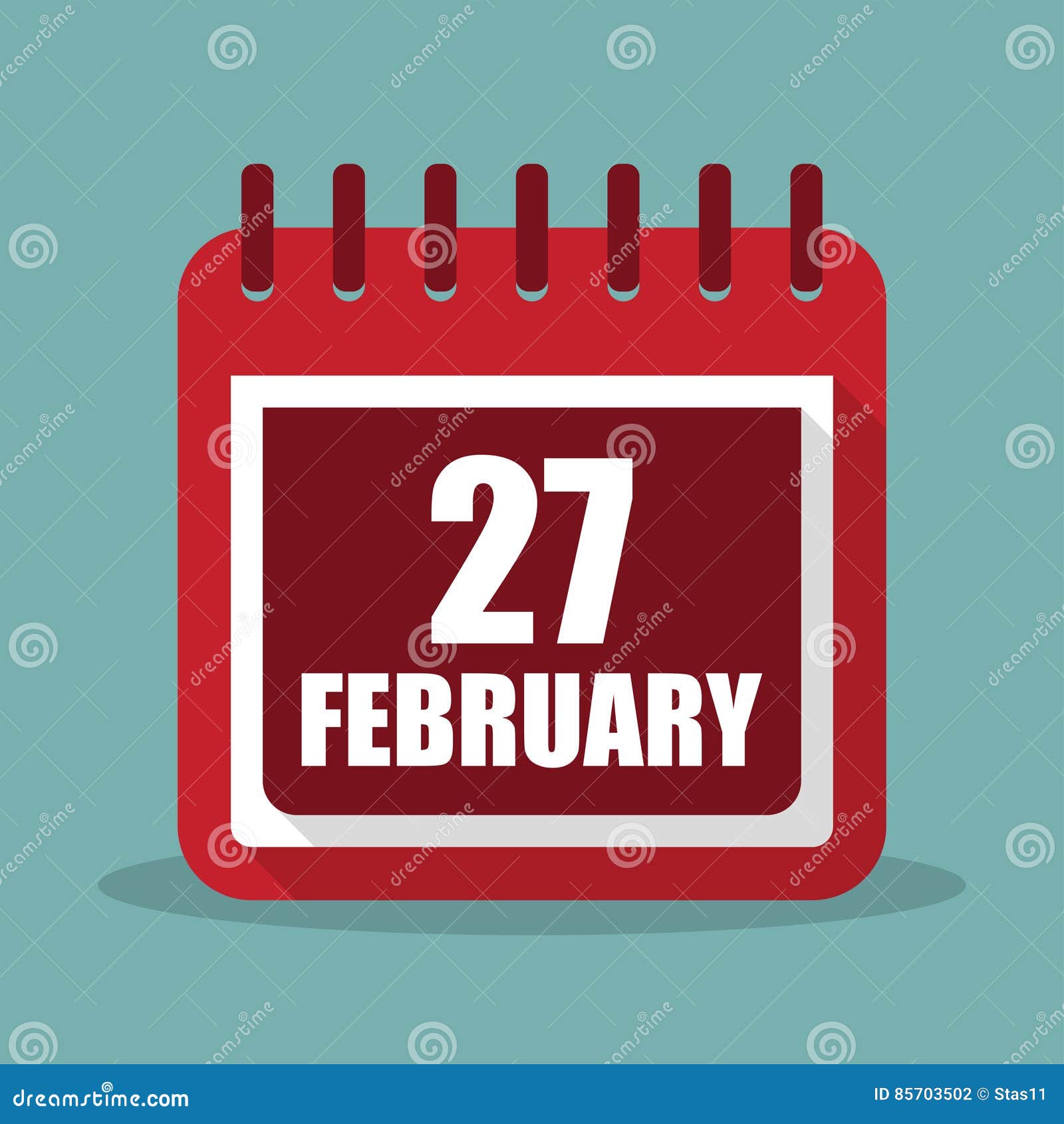 Calendar with 27 February in a Flat Design. Vector Illustration Stock ...