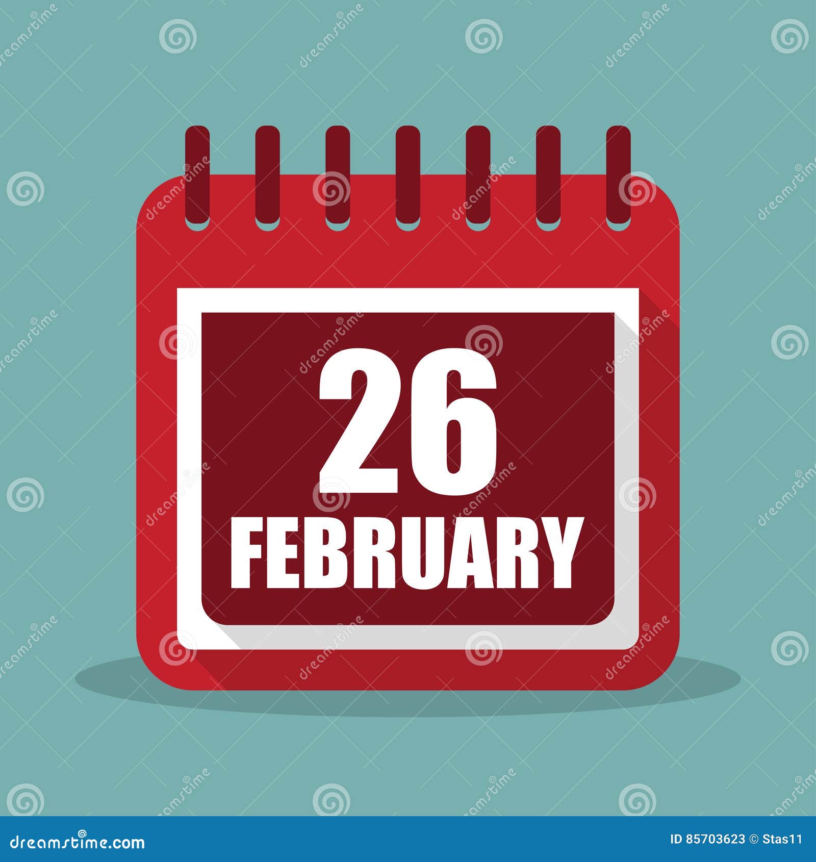 Calendar with 26 February in a Flat Design. Vector Illustration Stock ...