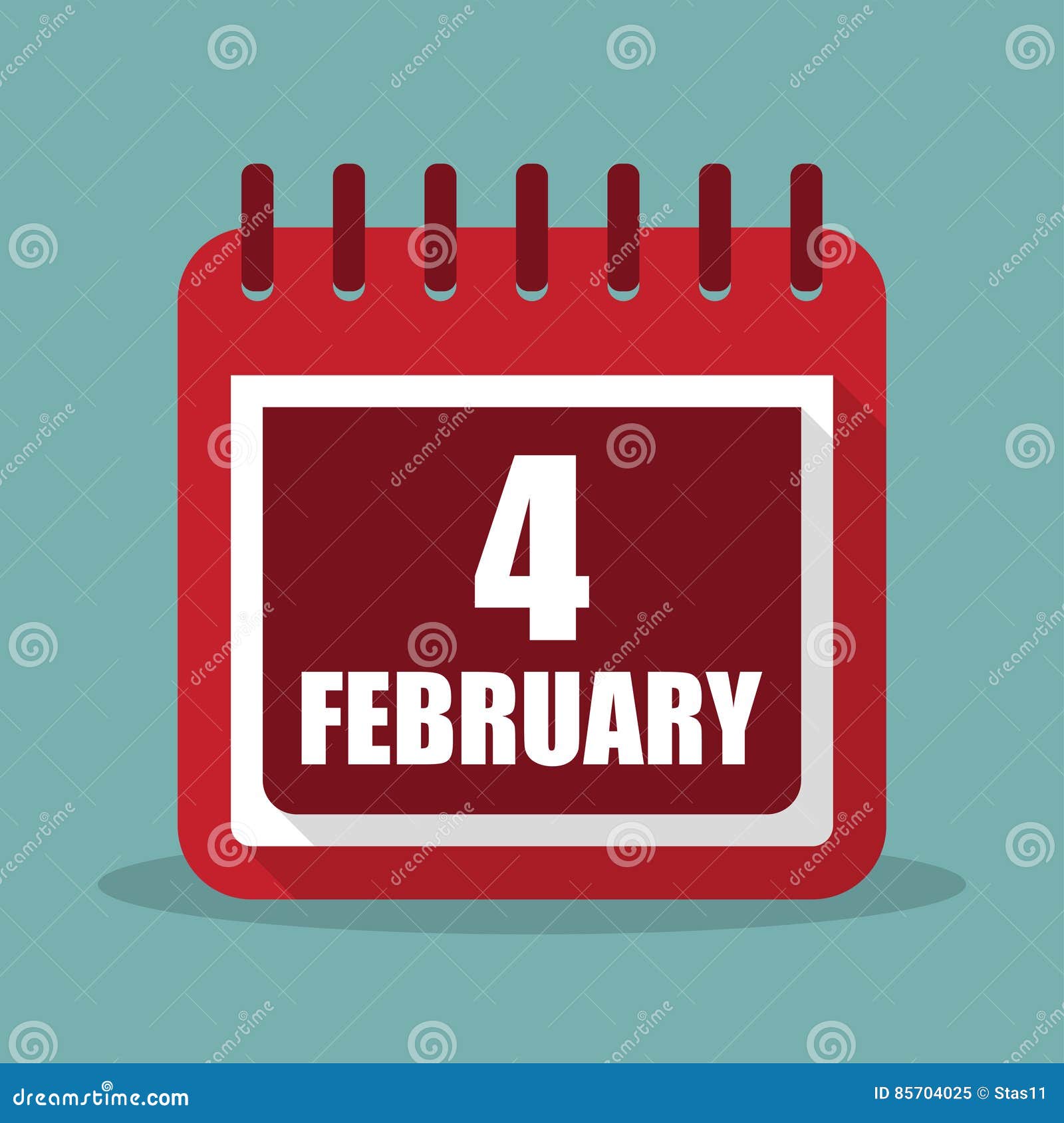 Calendar with 4 February in a Flat Design. Vector Illustration Stock ...