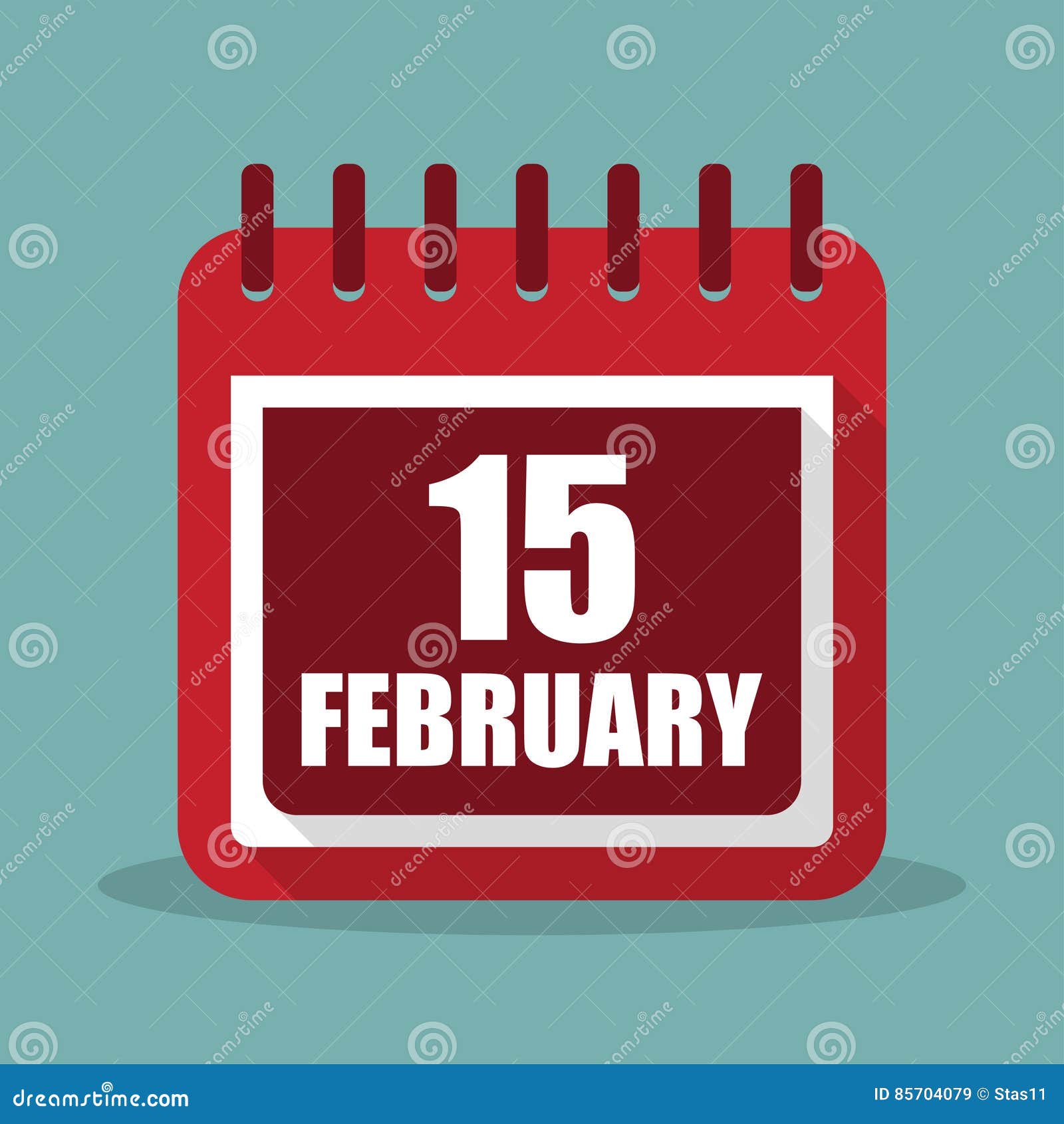 Calendar with 15 February in a Flat Design. Vector Illustration Stock ...