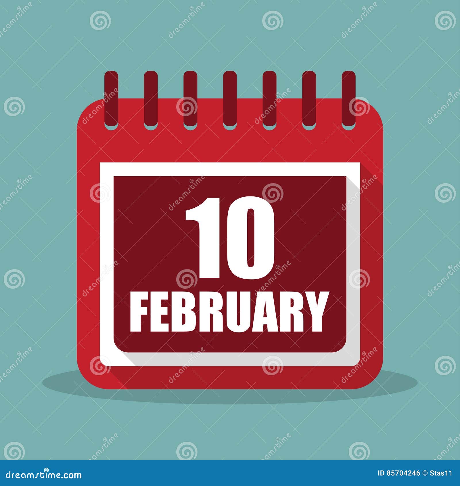 Calendar with 10 February in a Flat Design. Vector Illustration Stock ...