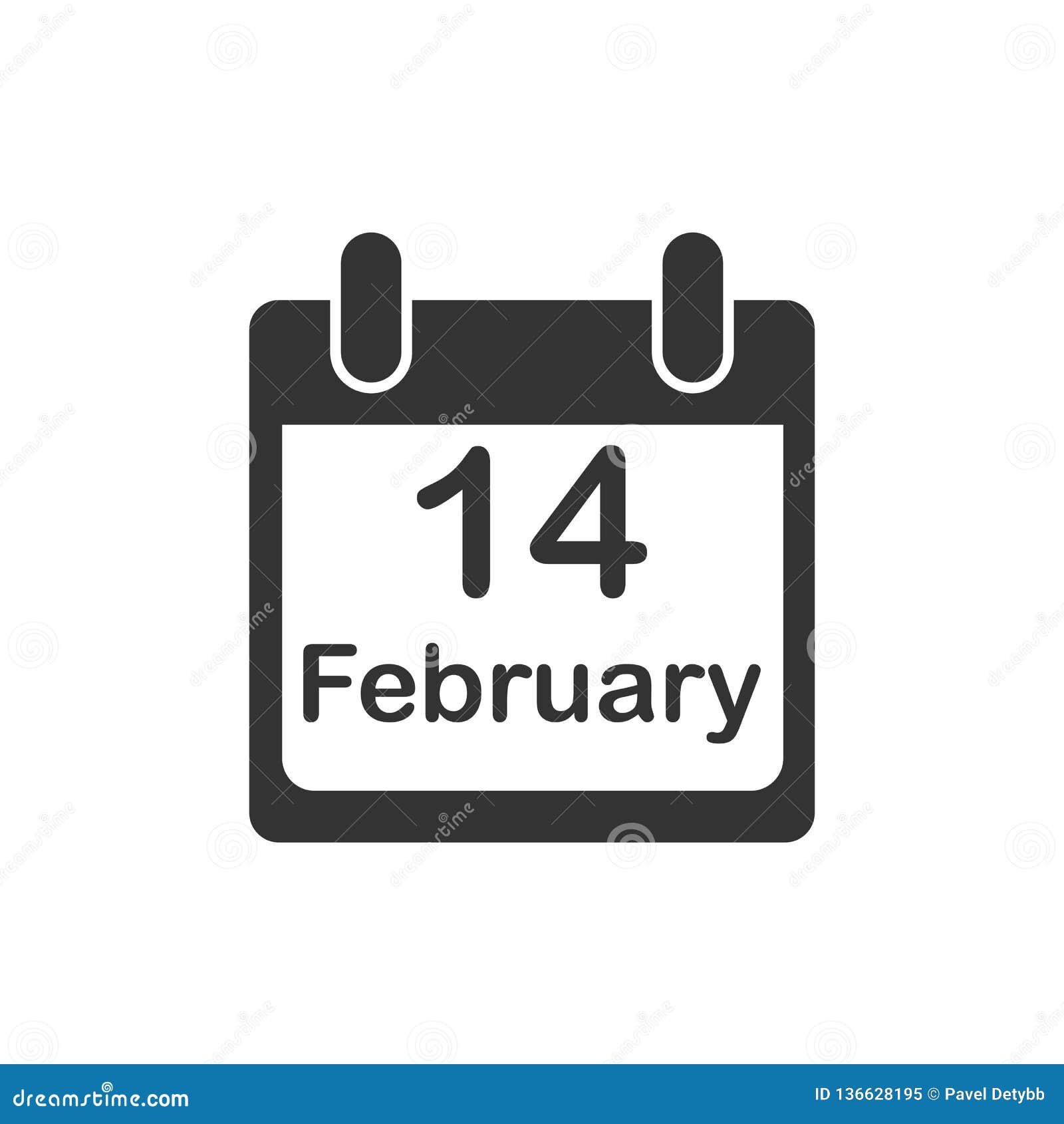 Calendar 14 February Vector Icon. Flat Design. Vector Illustration ...