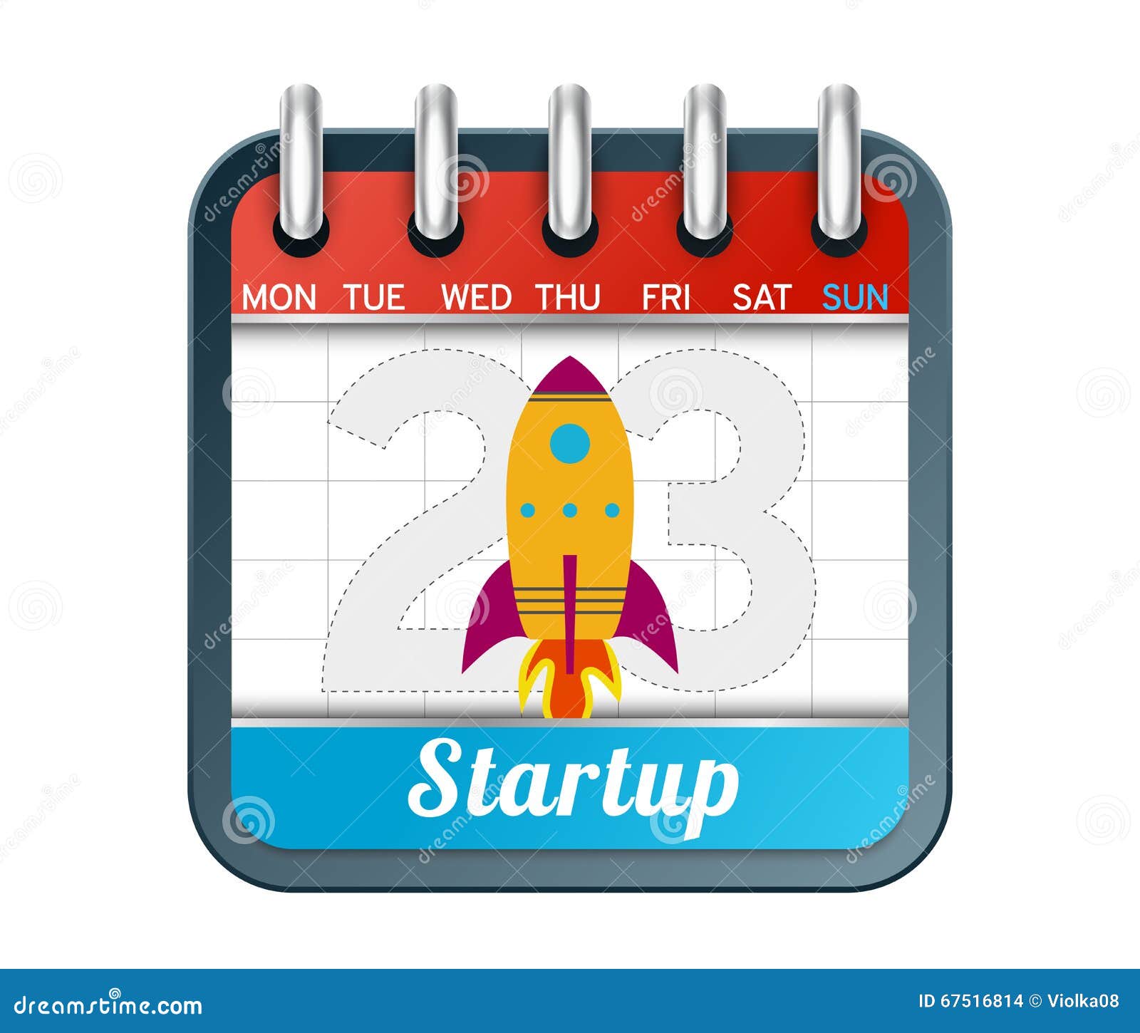 Calendar Flat Design Startup Concept Stock Illustration - Illustration ...