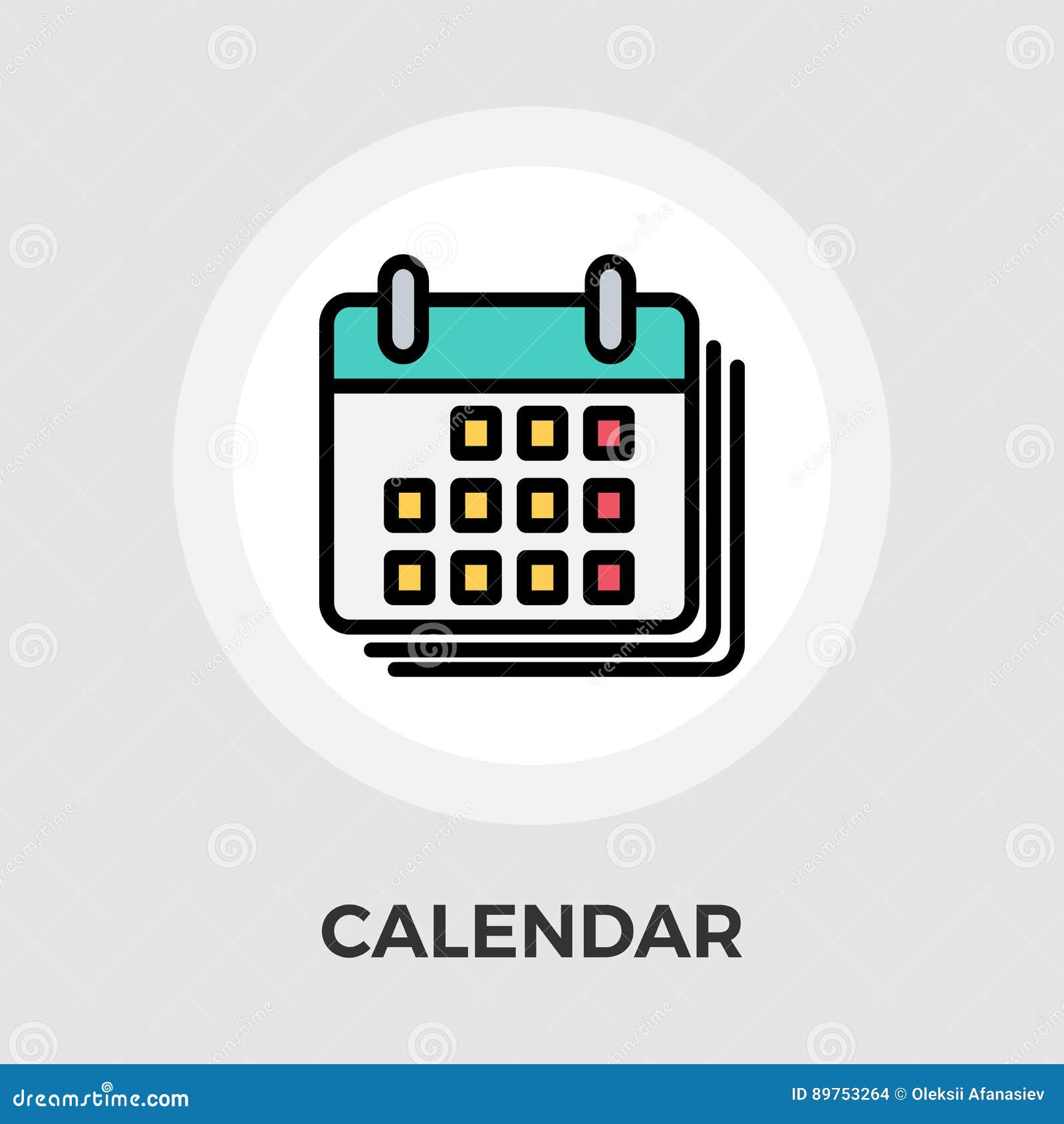 Calendar Flat Icon stock vector. Illustration of object - 89753264