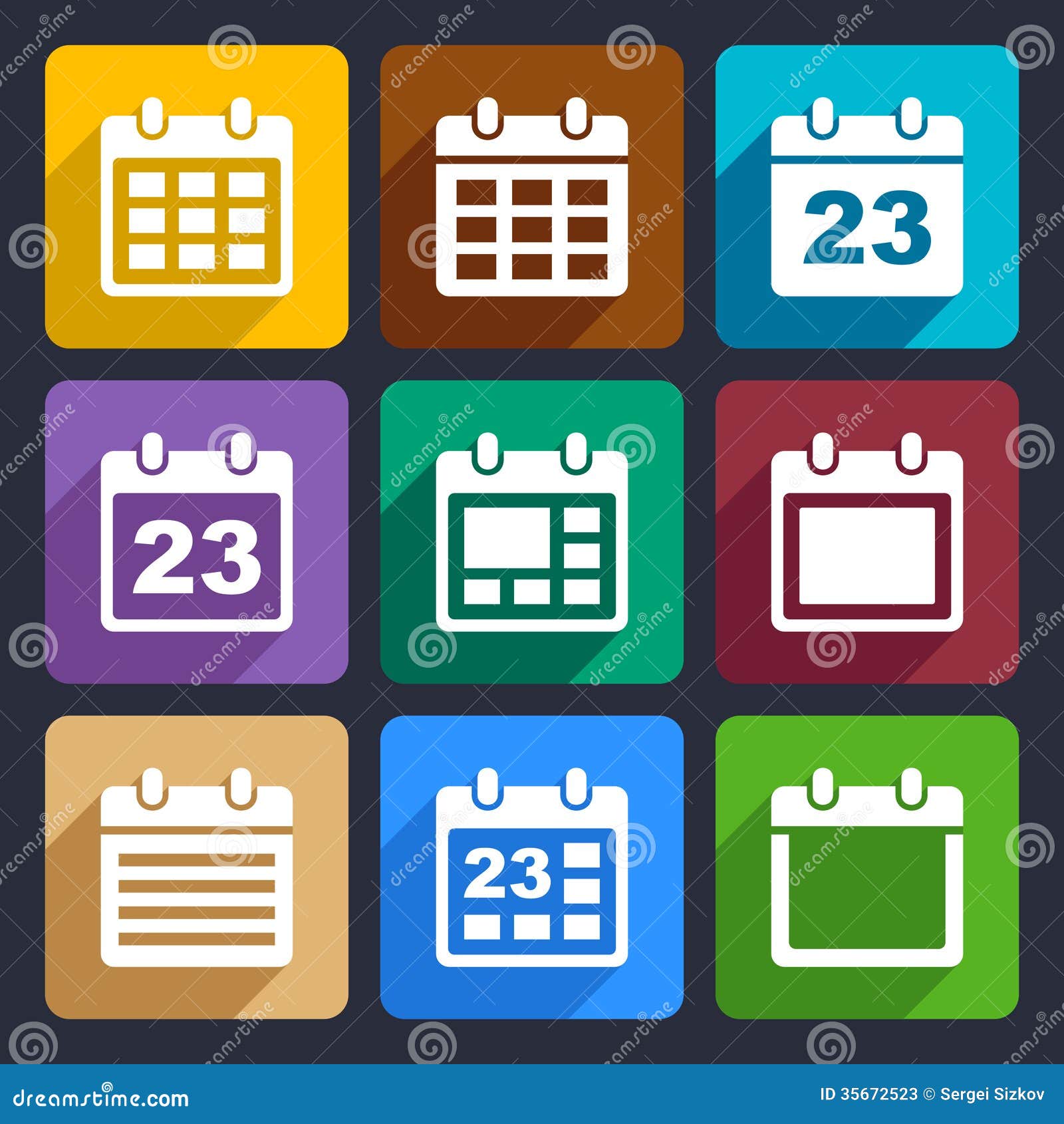 Calendar flat icons set 21 stock vector. Illustration of reminder ...