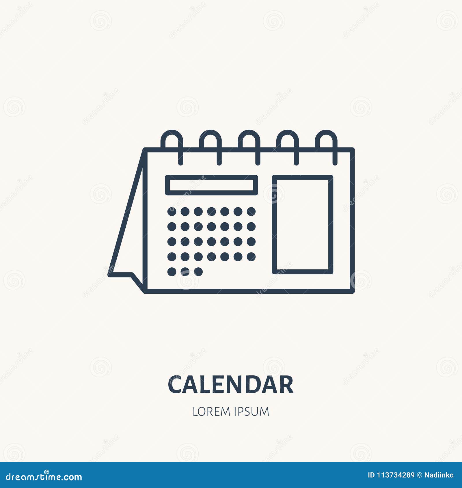 Calendar Flat Line Icon. Table Schedule Sign Stock Vector ...