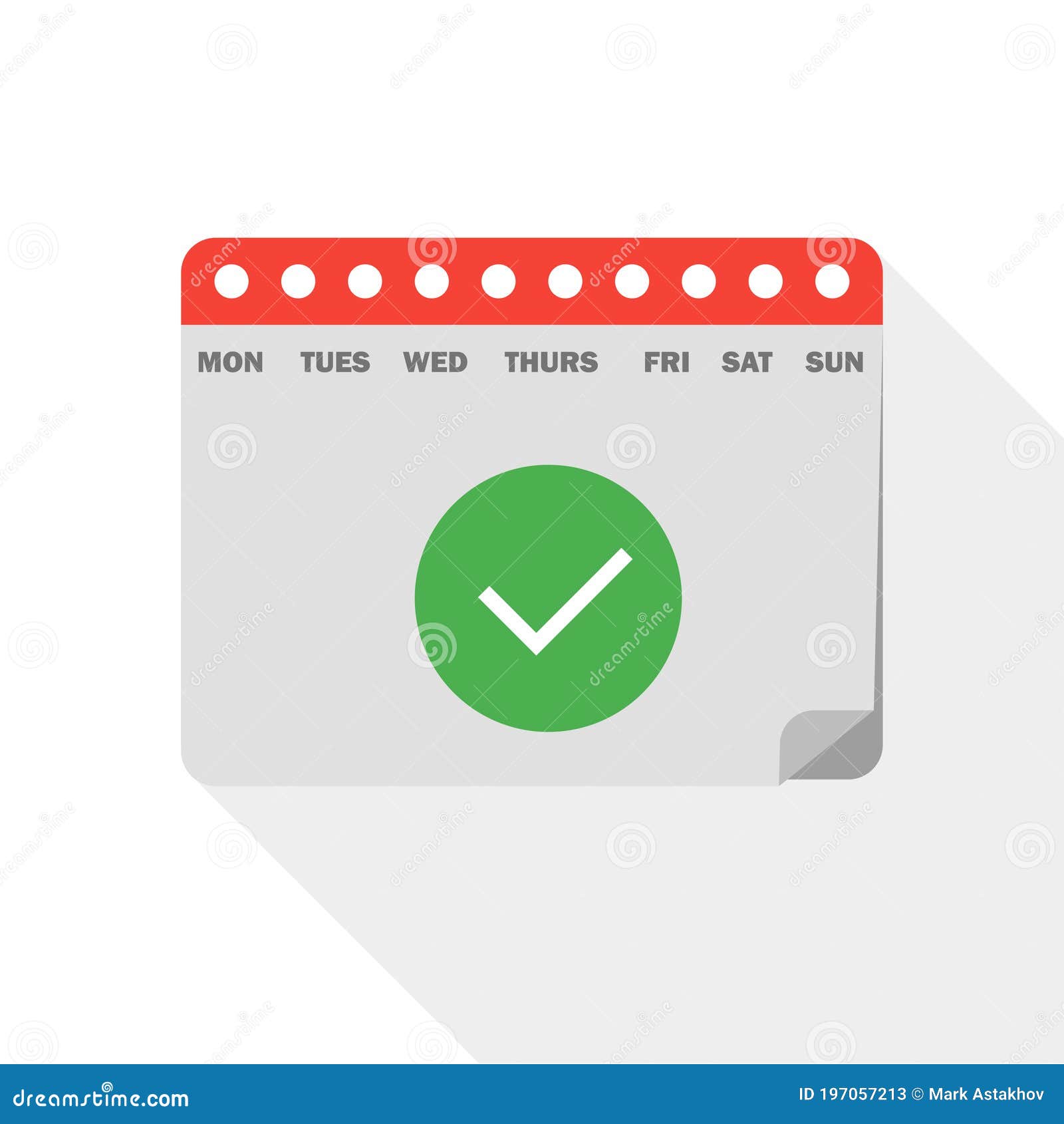 Calendar Flat Vector Icon with Check Mark Stock Vector - Illustration ...
