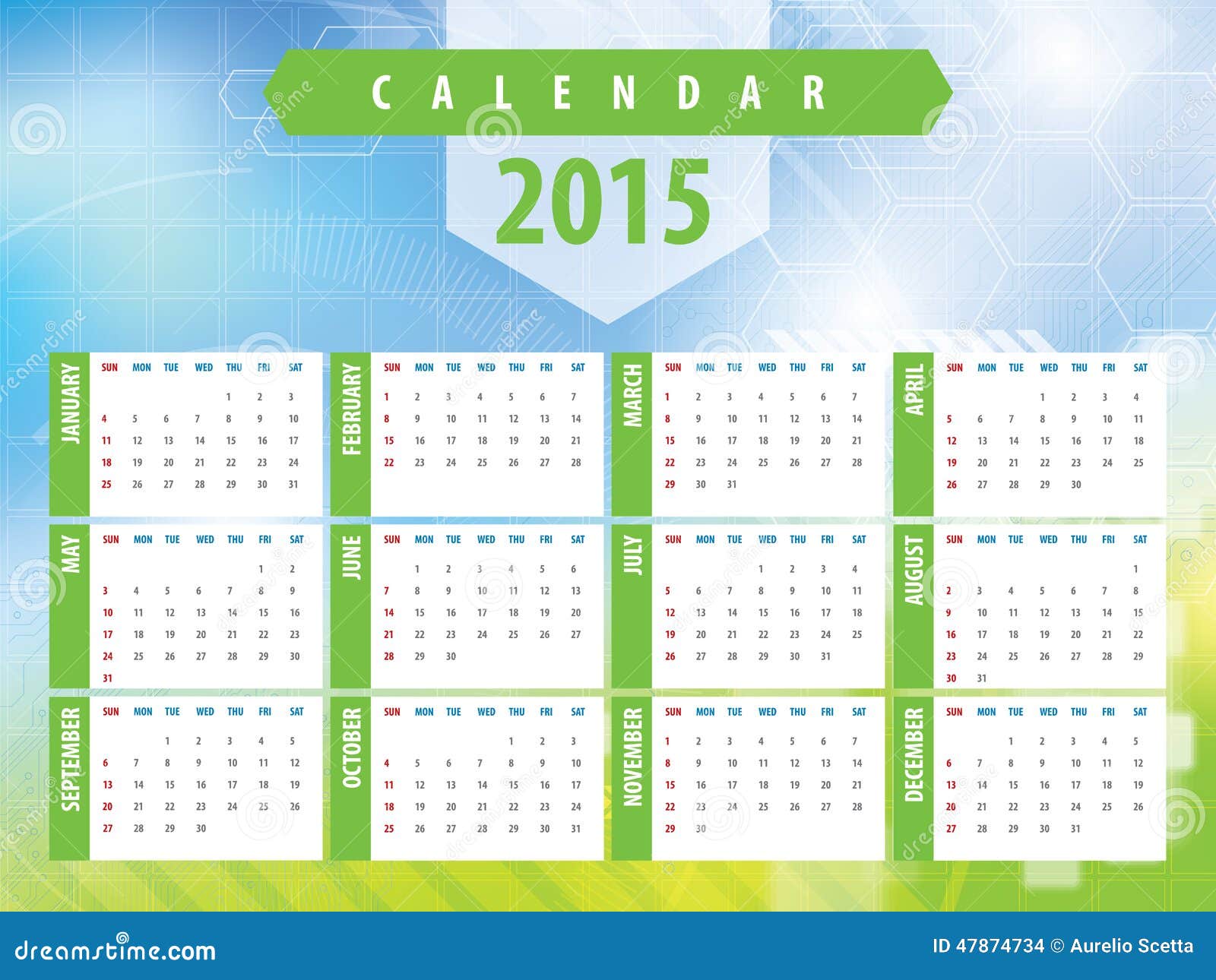 Calendar 2015 Futuristic Technology Stock Vector - Illustration of ...