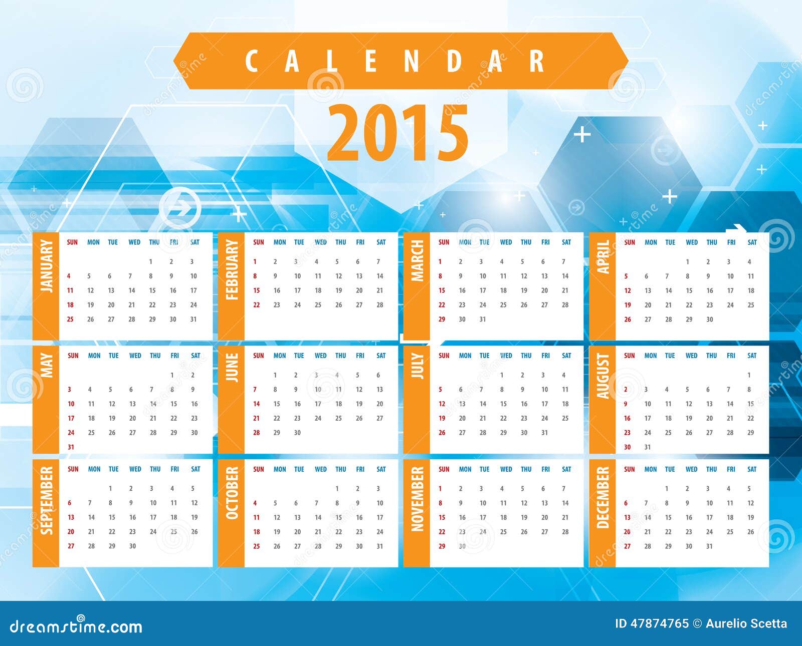 Calendar 2015 Futuristic Technology Stock Vector - Illustration of ...