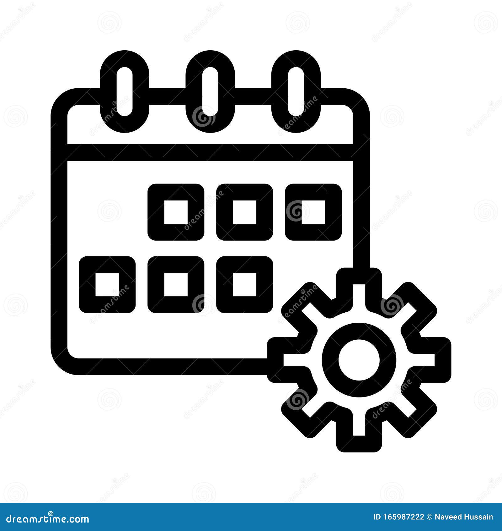 Calendar Gear Vector Thin Line Icon Stock Illustration - Illustration ...