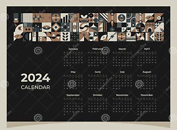 Calendar 2024 Geometric Patterns. Calendar for 2024 Year with Geometric ...