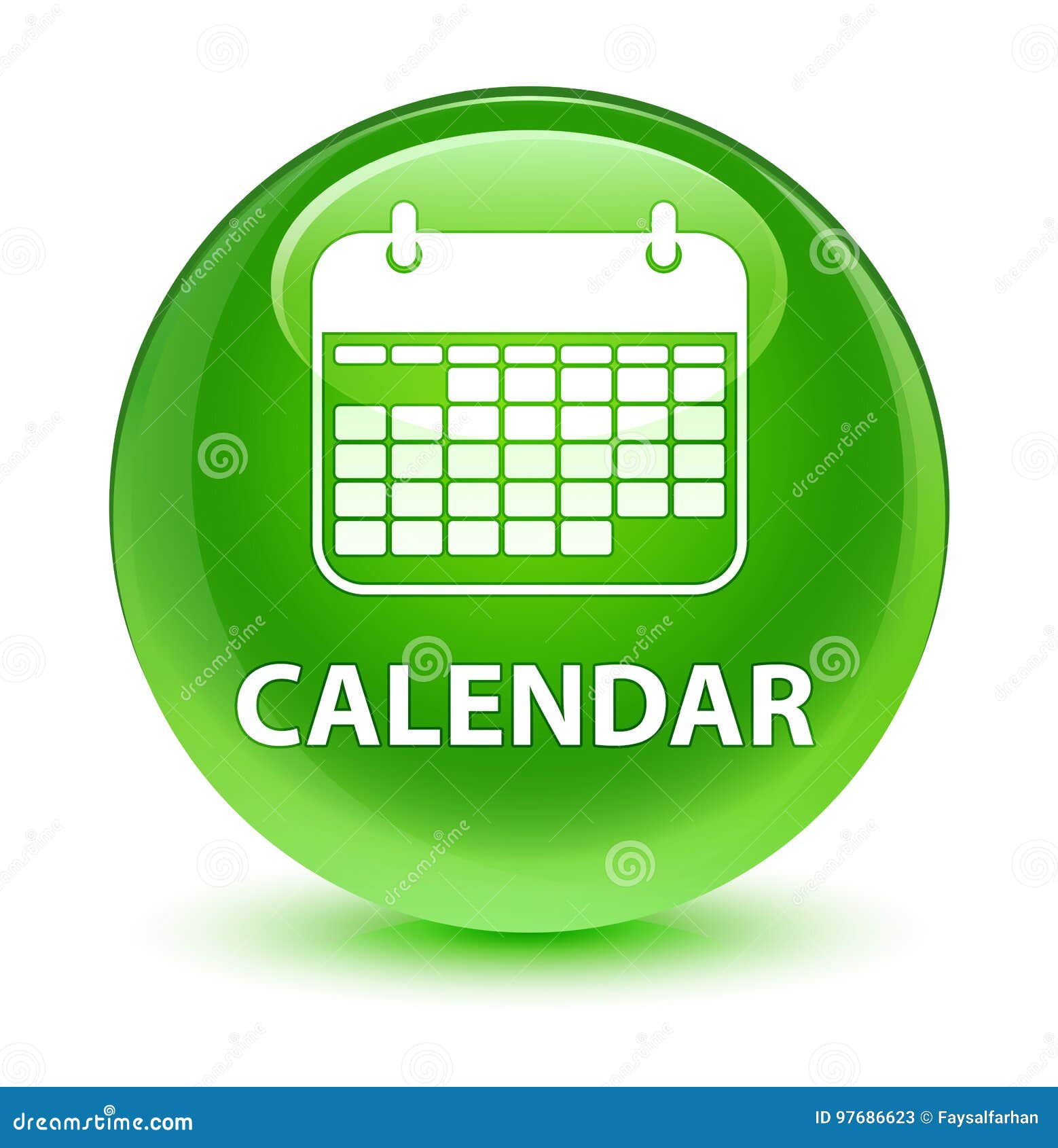 Calendar Glassy Green Round Button Stock Illustration - Illustration of ...