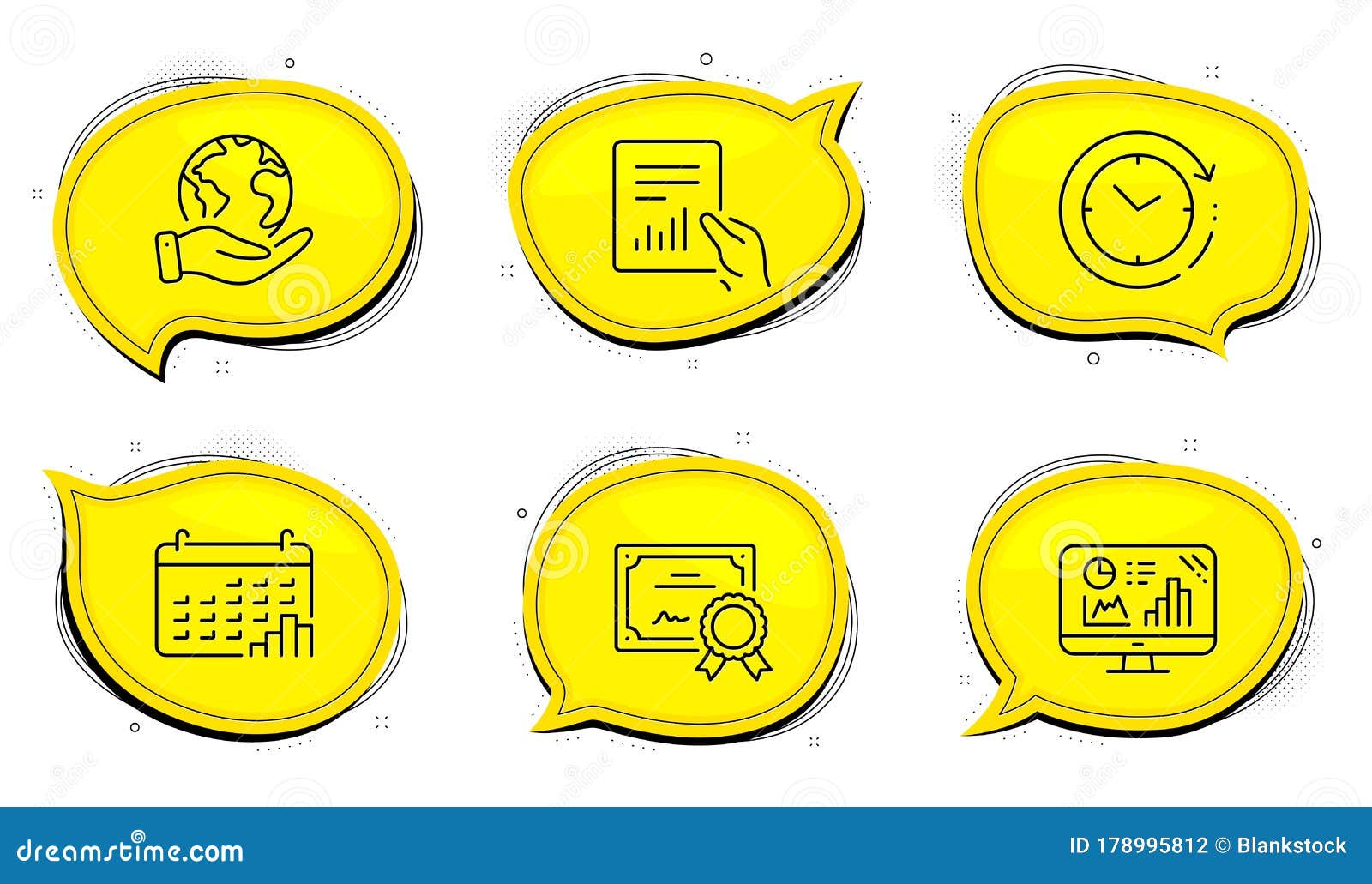 Calendar Graph, Document and Analytics Graph Icons Set. Time Change ...