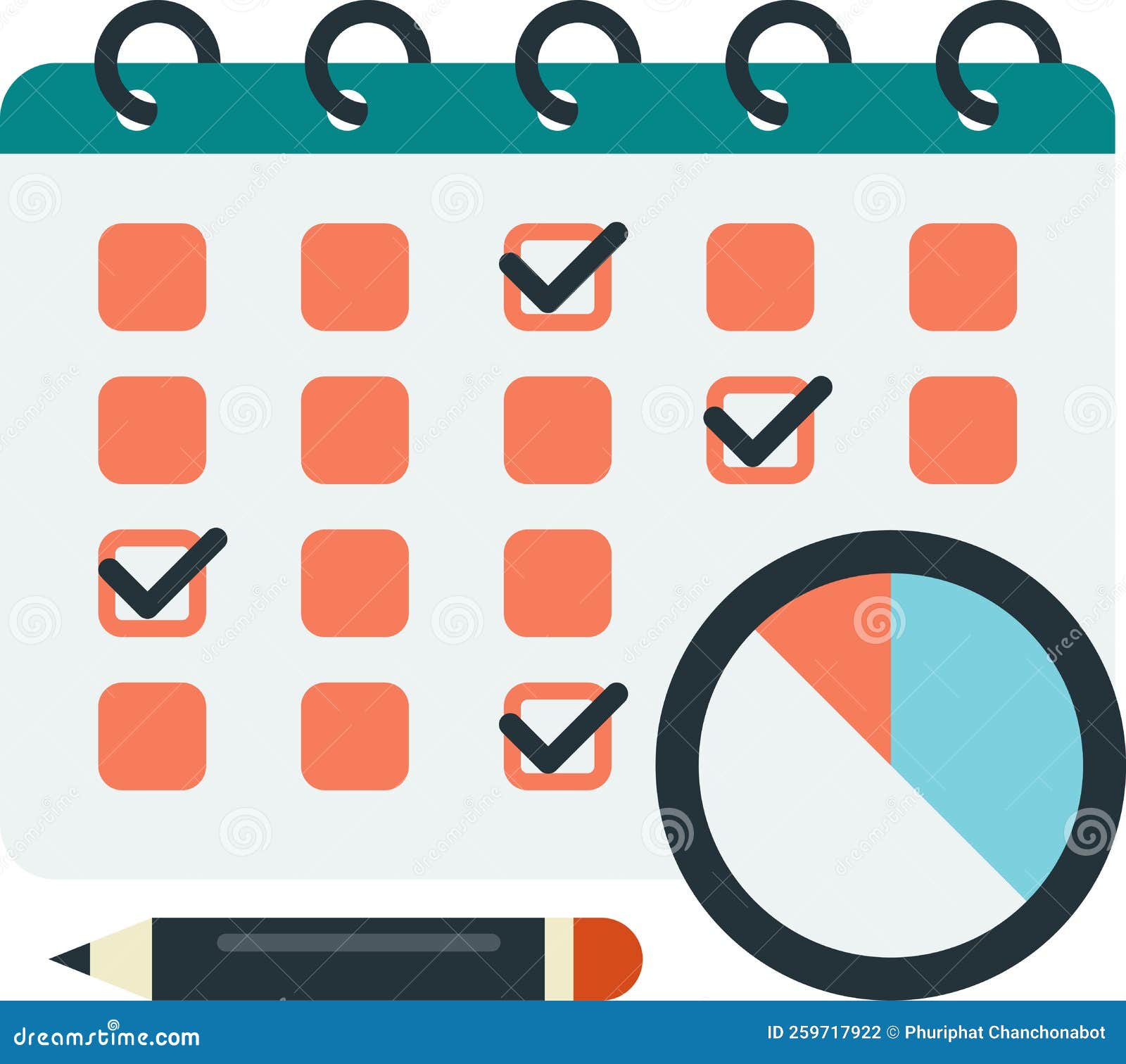 Calendar and Graph Illustration in Minimal Style Stock Vector ...