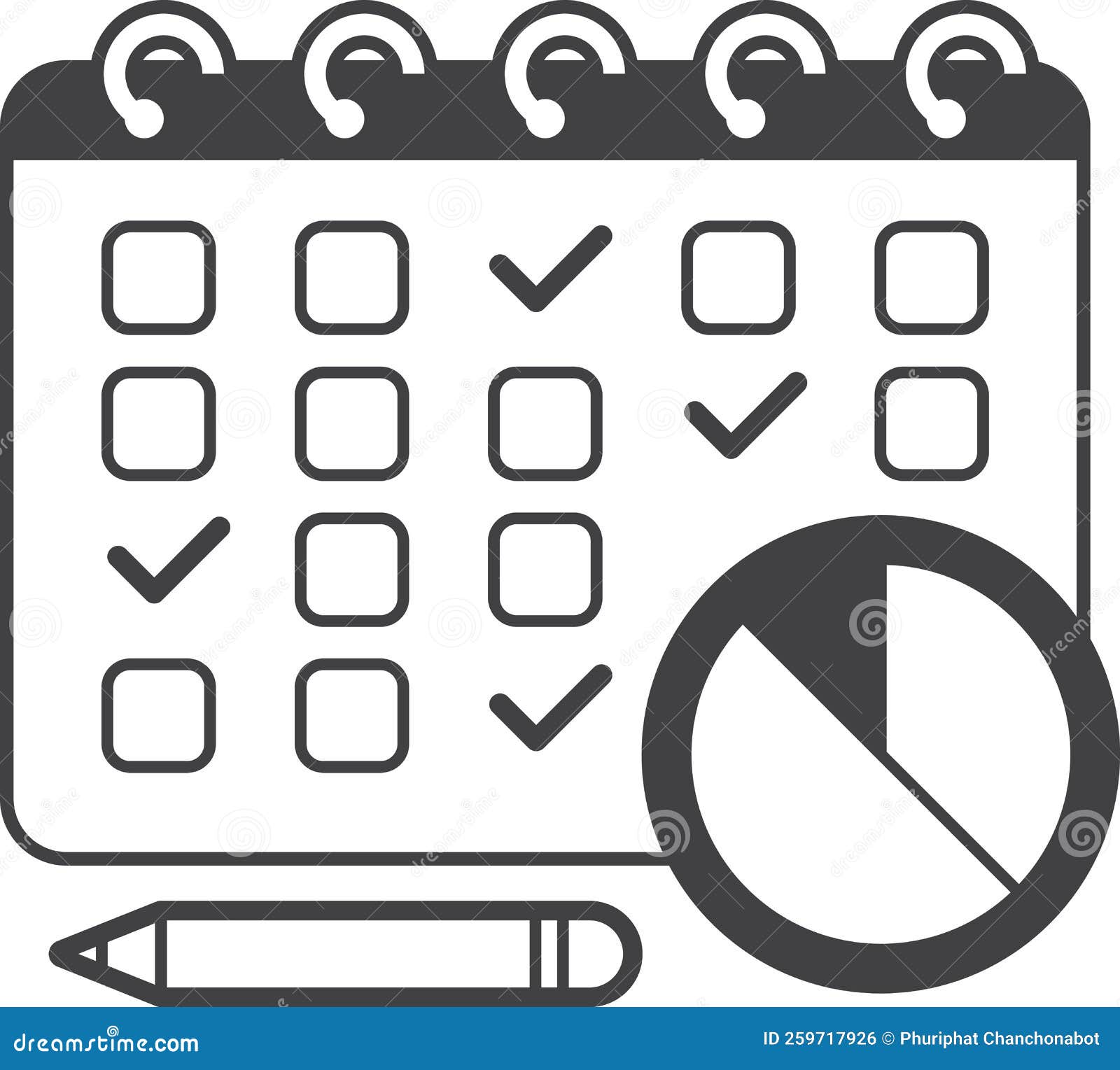 Calendar and Graph Illustration in Minimal Style Stock Vector ...