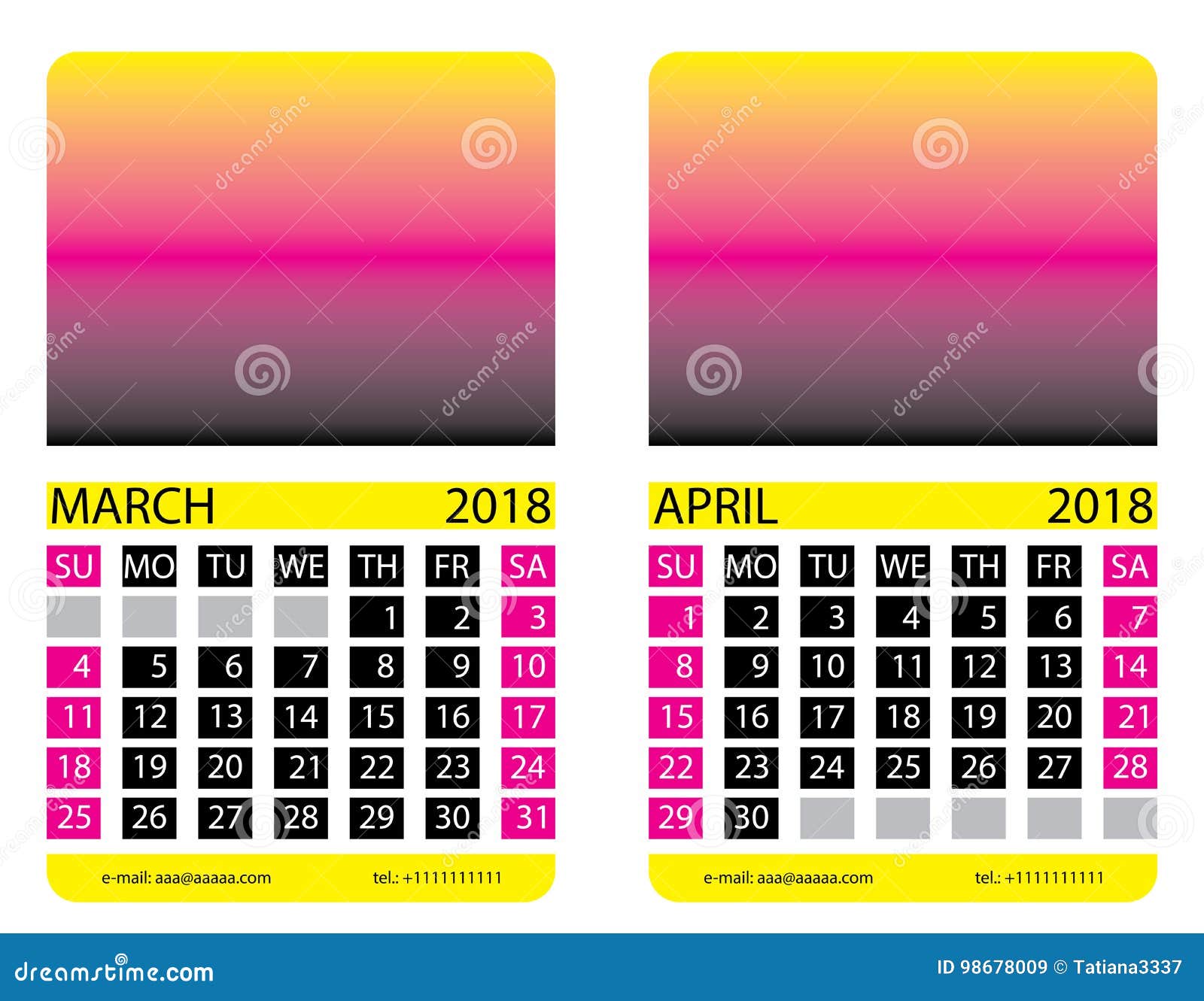 Calendar Grid. March, April Stock Vector - Illustration of decoration ...