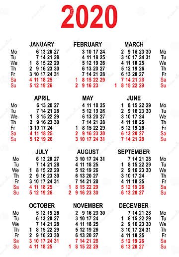 Calendar 2020 Grid Template Stock Vector - Illustration of july, 2020: ...