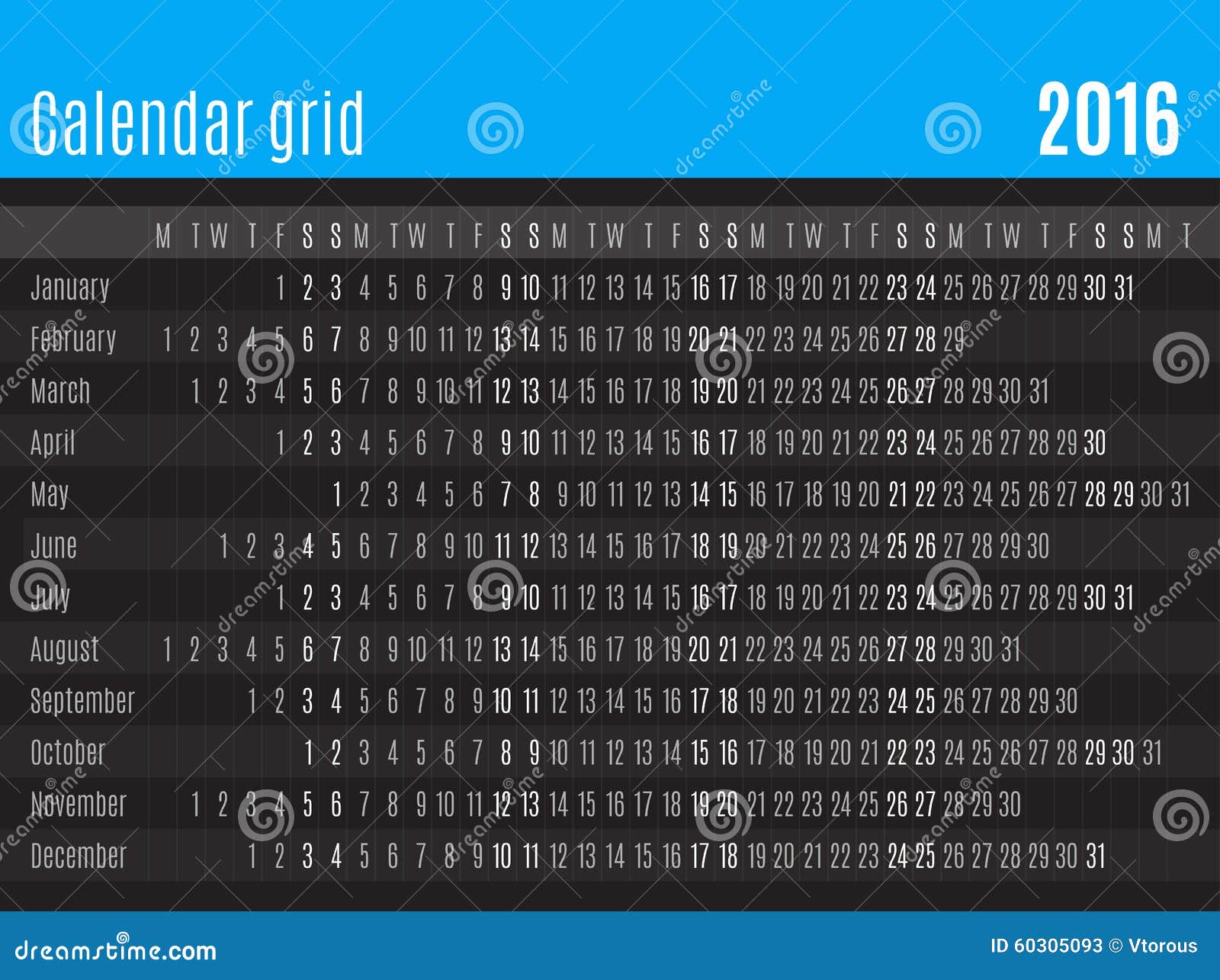 Calendar grid stock vector. Illustration of july, february - 60305093