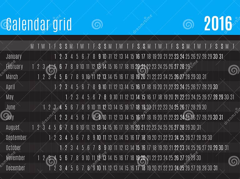 Calendar grid stock vector. Illustration of july, february - 60305093