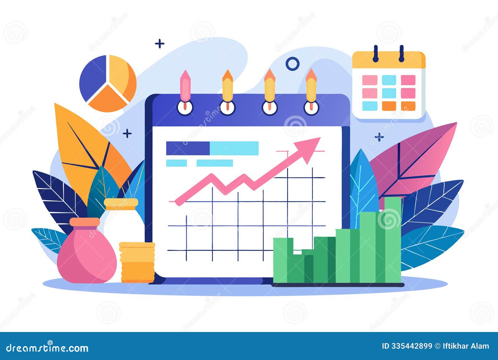 A Calendar and Growth Charts Showcase Key Data and Progression in a ...