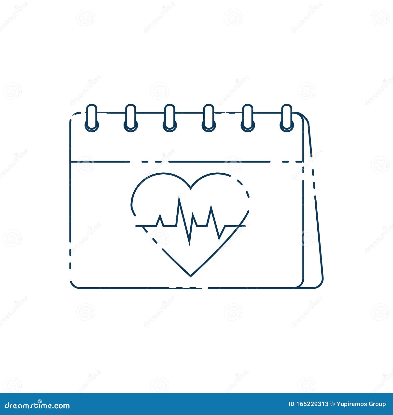 Calendar with Heart Cardio Flat Style Icon Stock Vector - Illustration ...