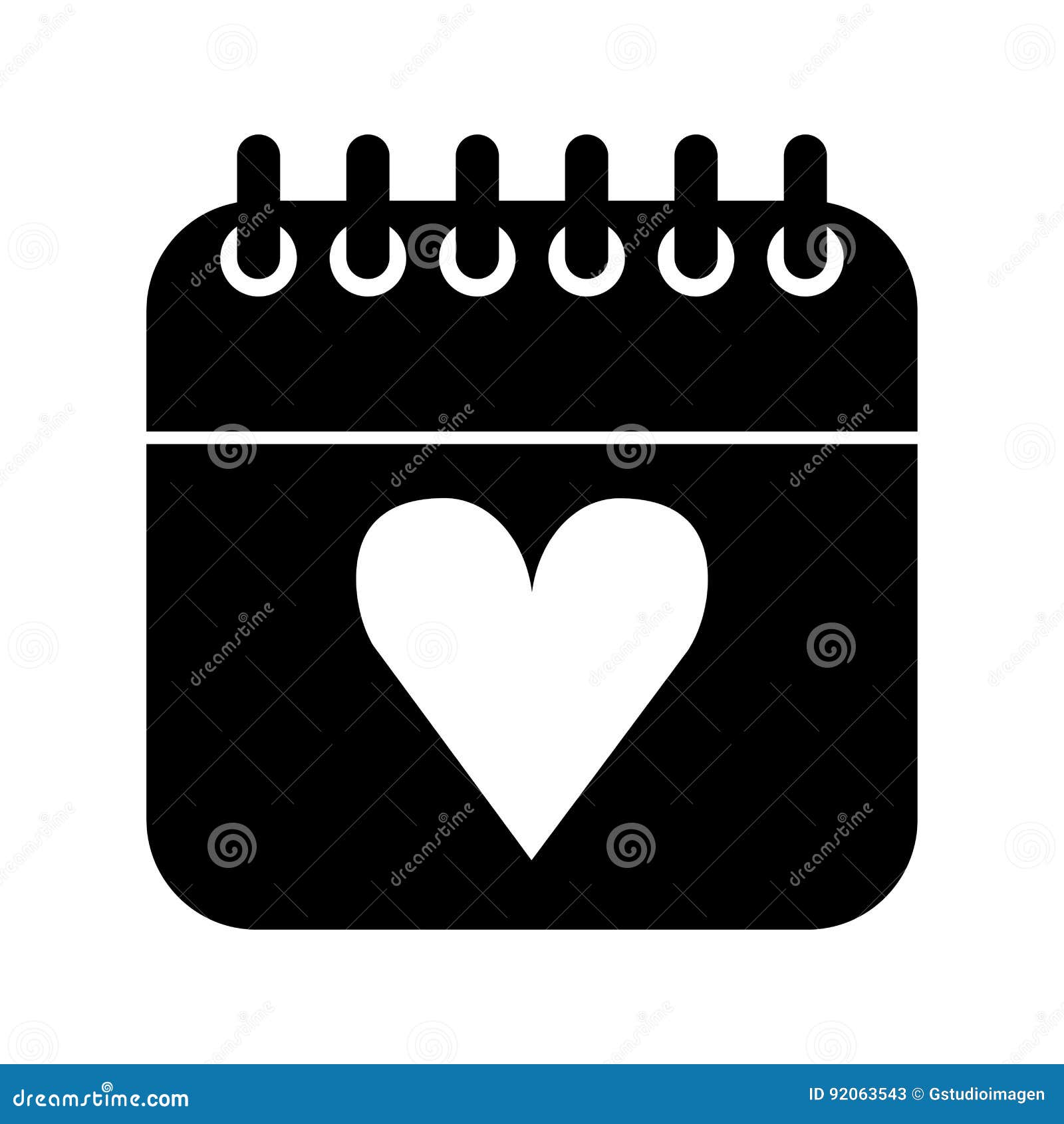 Calendar with heart icon stock vector. Illustration of business - 92063543