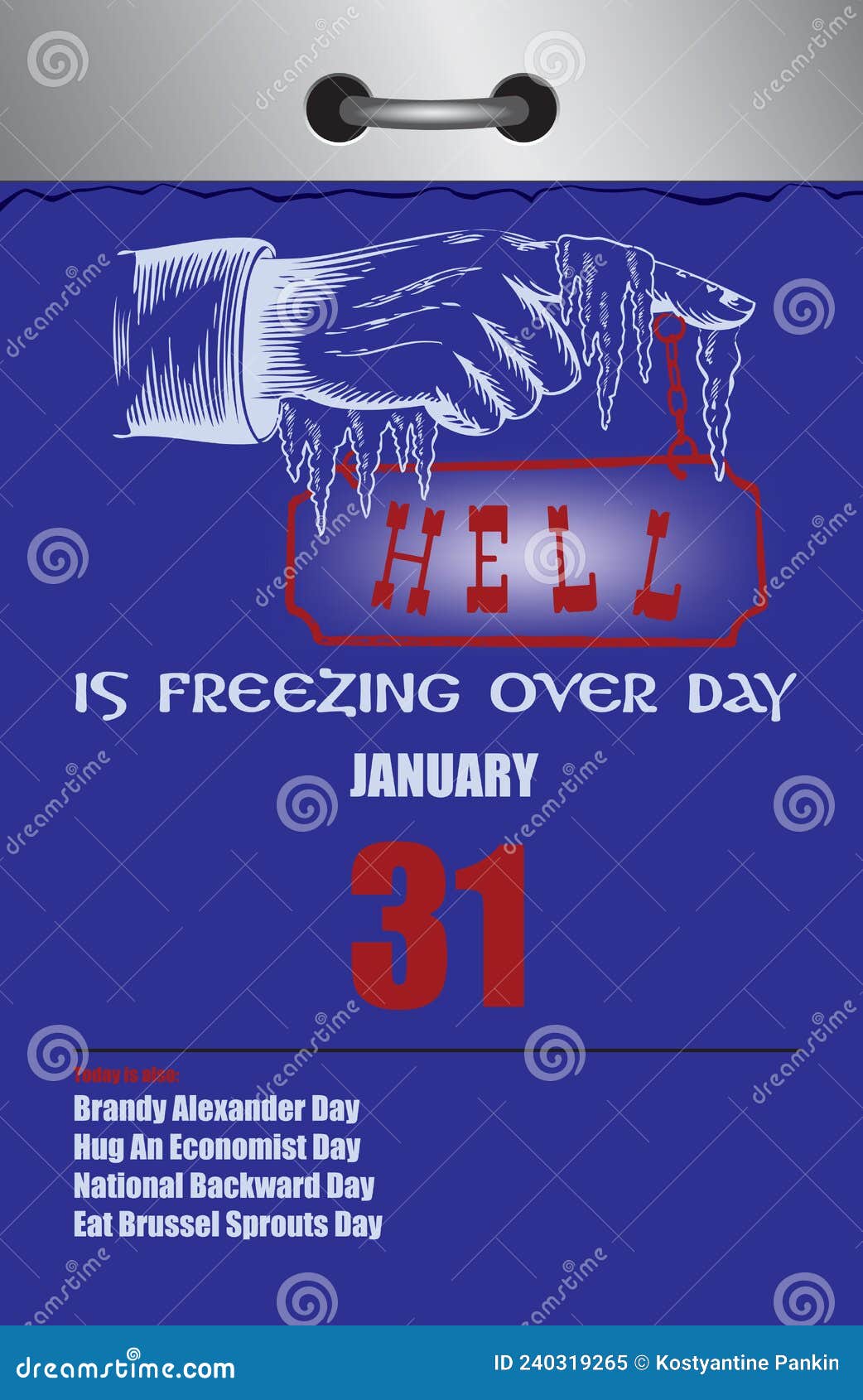 Calendar Hell is Freezing Over Day Stock Vector - Illustration of ...